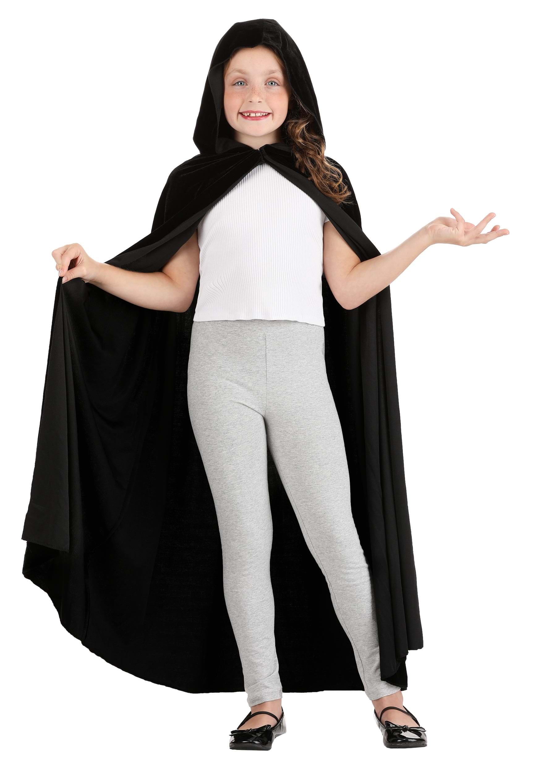 Kid's Black Velvet Hooded Cape - Walmart.com