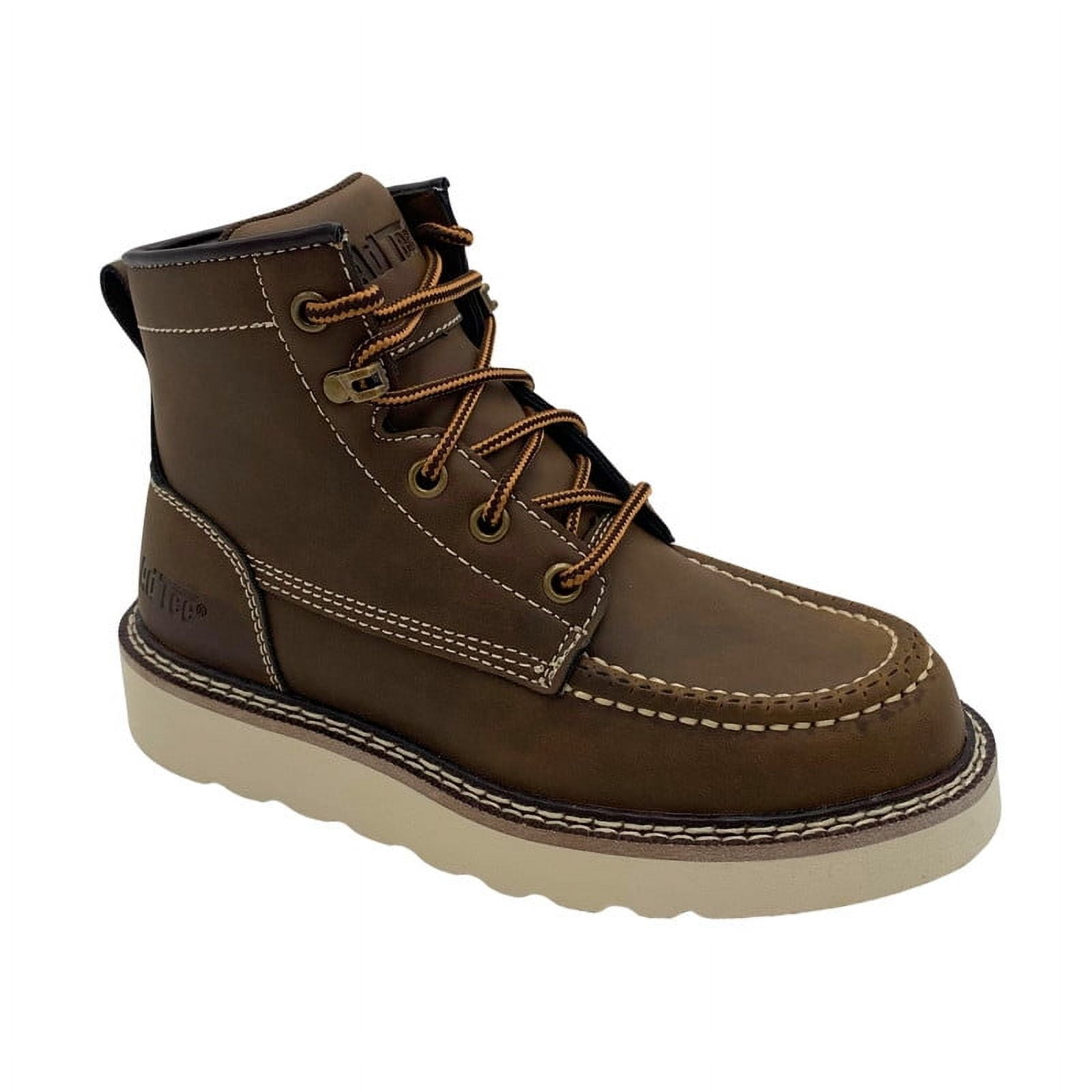 Kid's Brown Moc-Toe Boot, Classic Wedge Outsole - Walmart.com