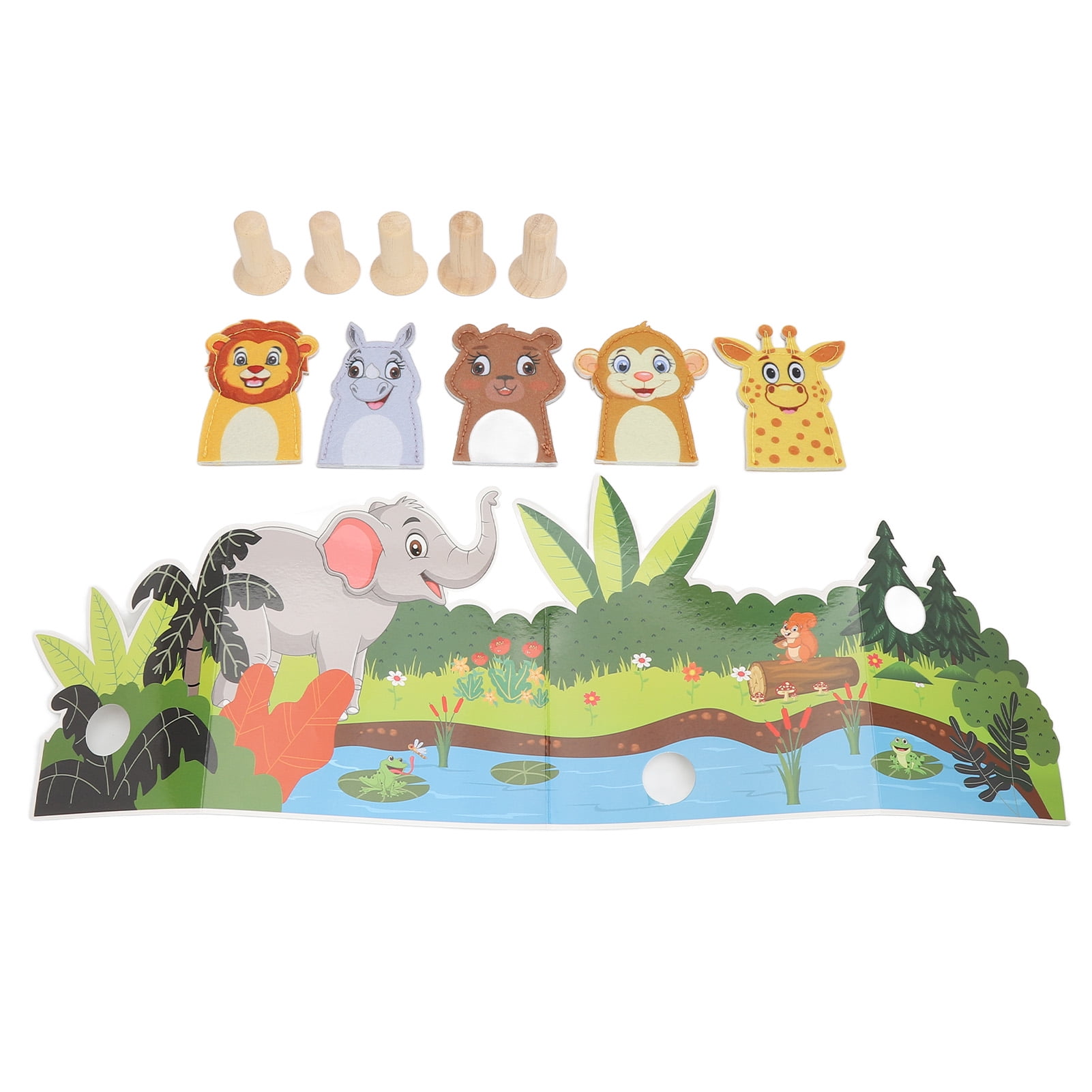 Kid's Cartoon Animal Finger Puppet Set - Funny Felt Jungle Adventure ...