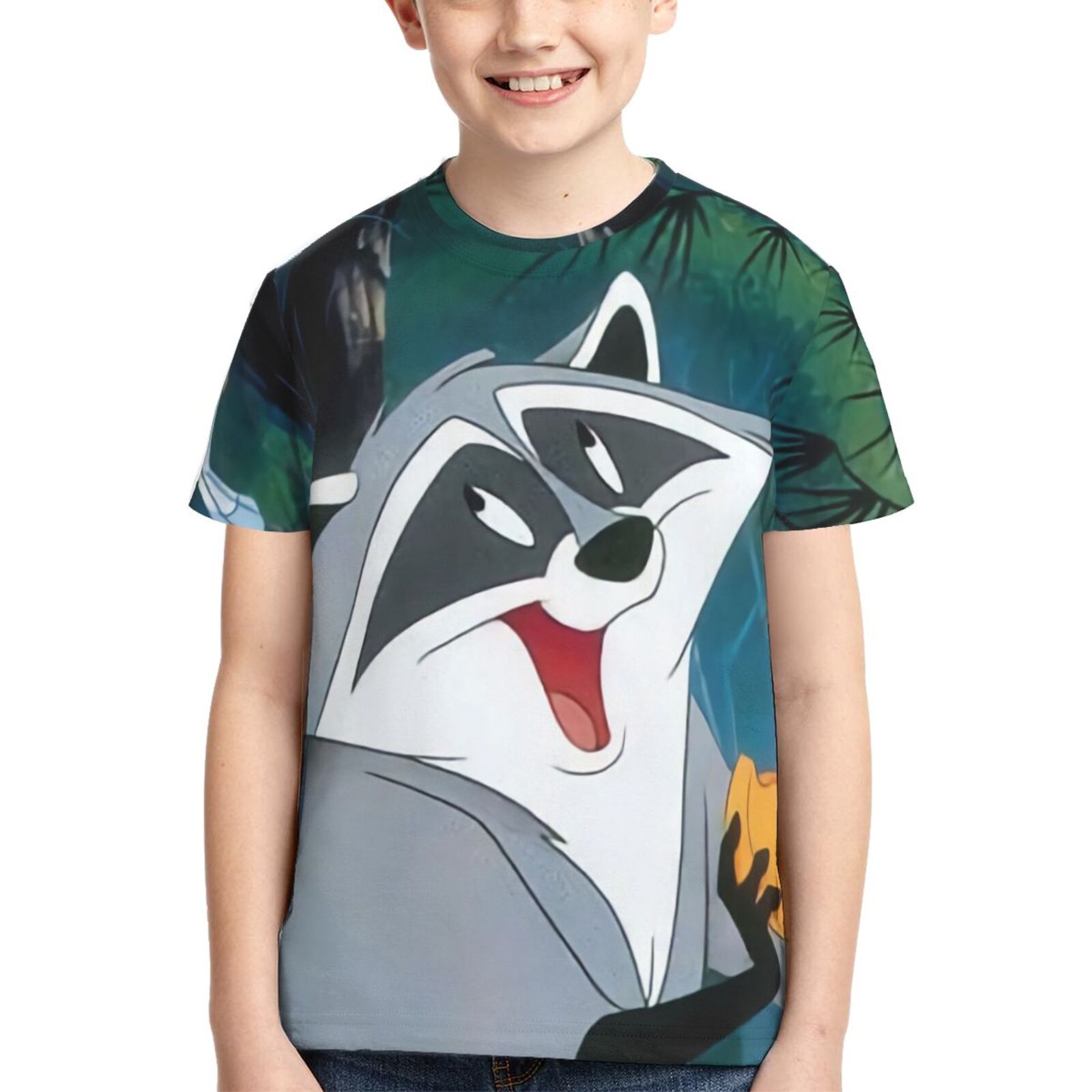 Kid's Cartoon Princesses Pocahontas Meeko Flit Short Sleeve T-Shirt for ...