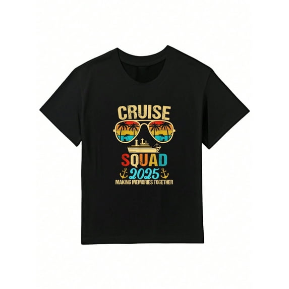 Kid's Cartoon T Shirt Summer Vacation Family Matching Tee, Casual Crew ...