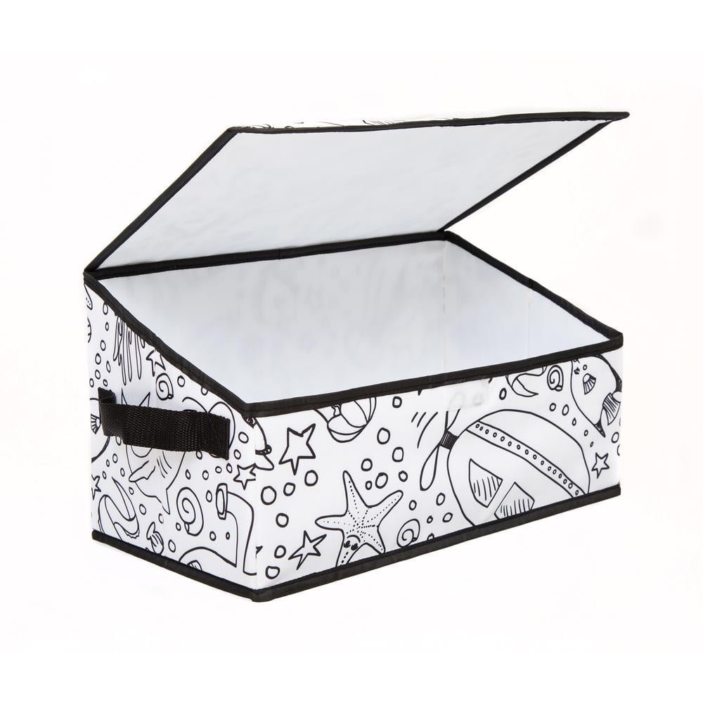 Kid's Coloring Angled Storage Bin with Lid (includes 4 Pack Of Washable ...