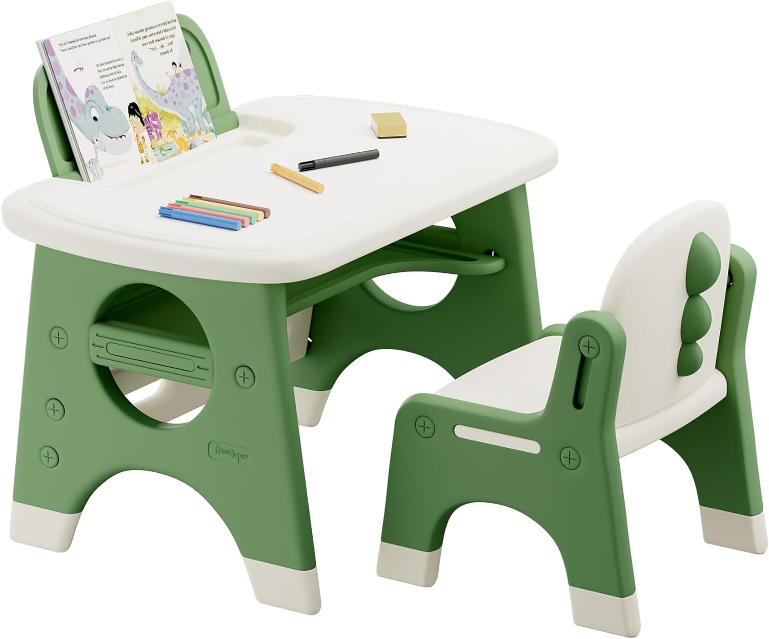 Kid's Drawing Table and Chair Set with Erasable Board Watercolor Pens ...