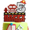 Kid's Firefighting Theme 5th Birthday Cake Topper - Fire Themed Party ...