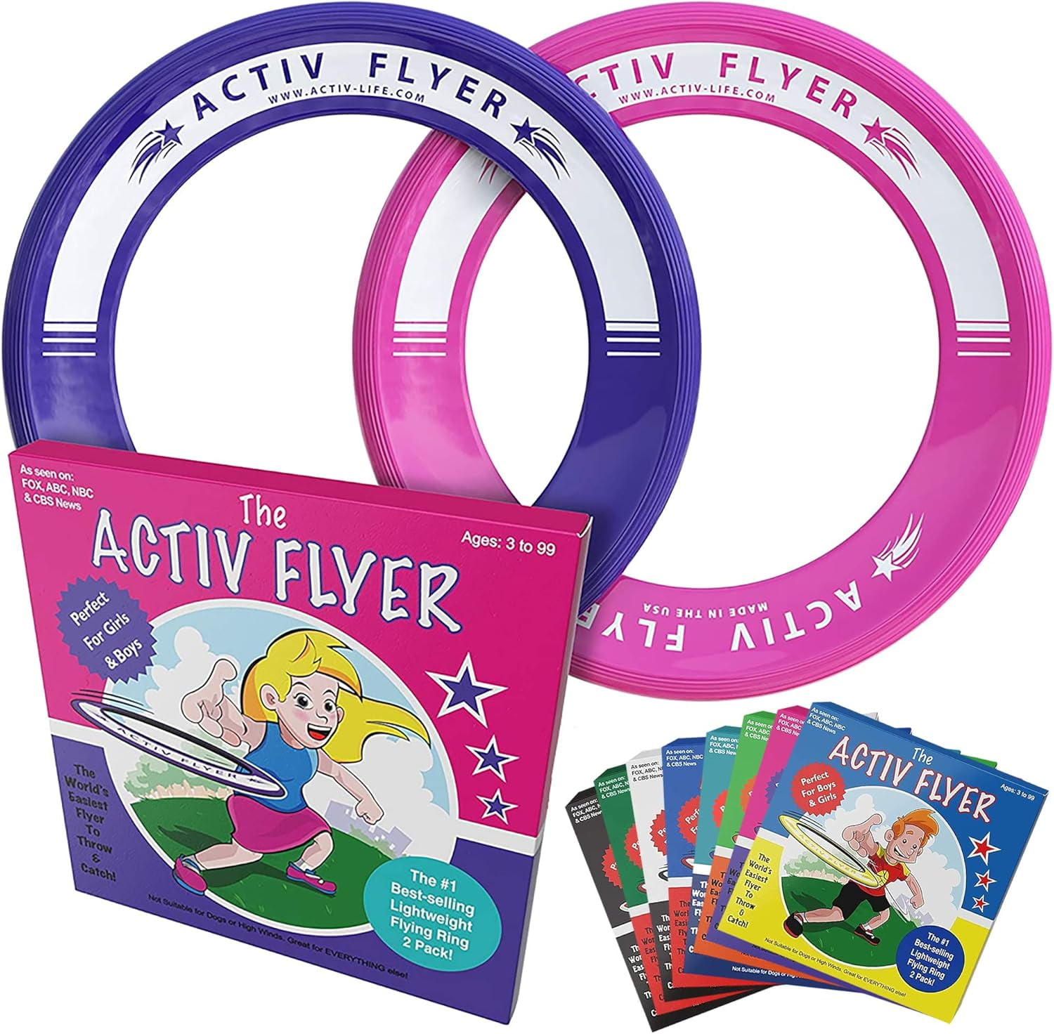 Kid’s Flying Rings (2 Pack) They Fly Straight & Don’t Hurt, 80% Lighter ...