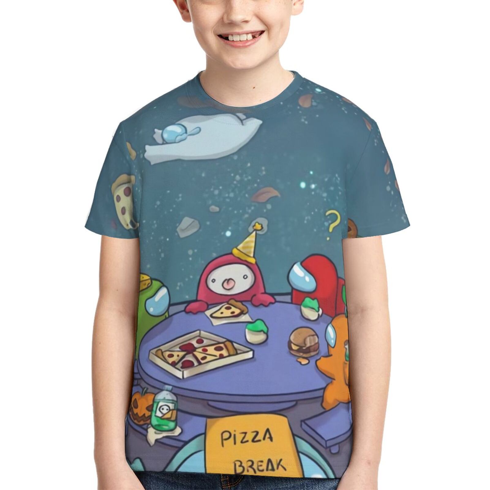 Kid's Gaming Among-Us Imposter Crewmate Crewneck Cool Short Sleeve ...