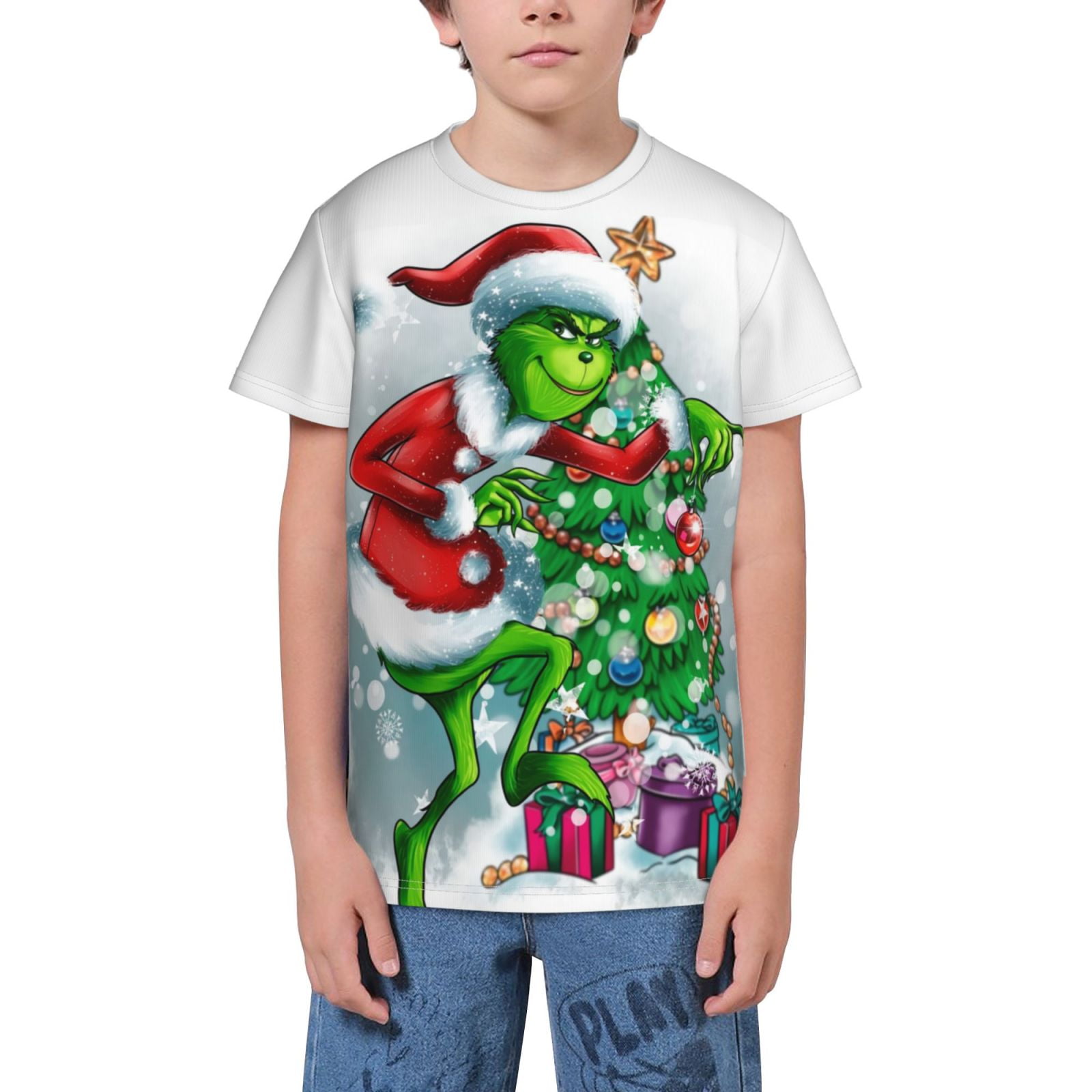 Kid's Grinch Character Design Crewmate Short Sleeve T-Shirt for Kids Boys Teens 6-16 Years,XL ...
