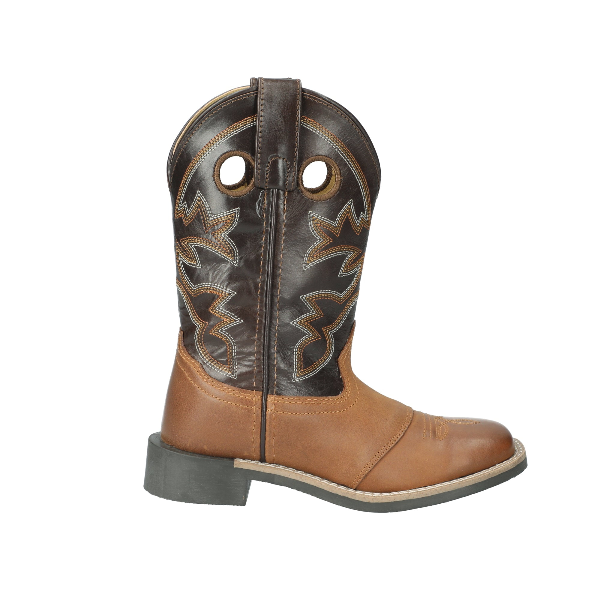 Kid's Jake Brown/Dark Brown Leather Western Boot with Saddle Vamp ...