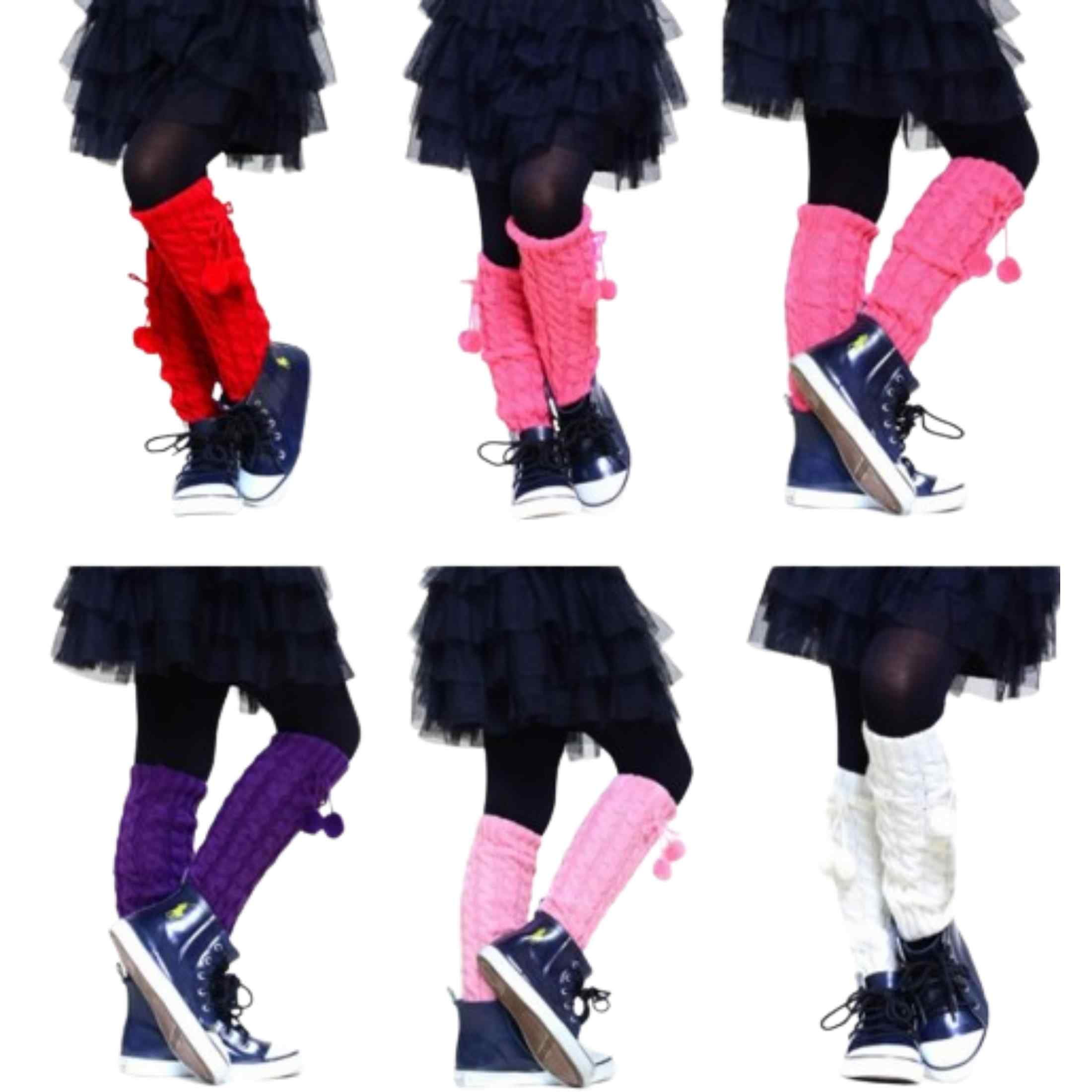Kid's Knit Leg Warmer Set, Bow Tie Cable/6 Assorted Colors, One Size, 6 ...