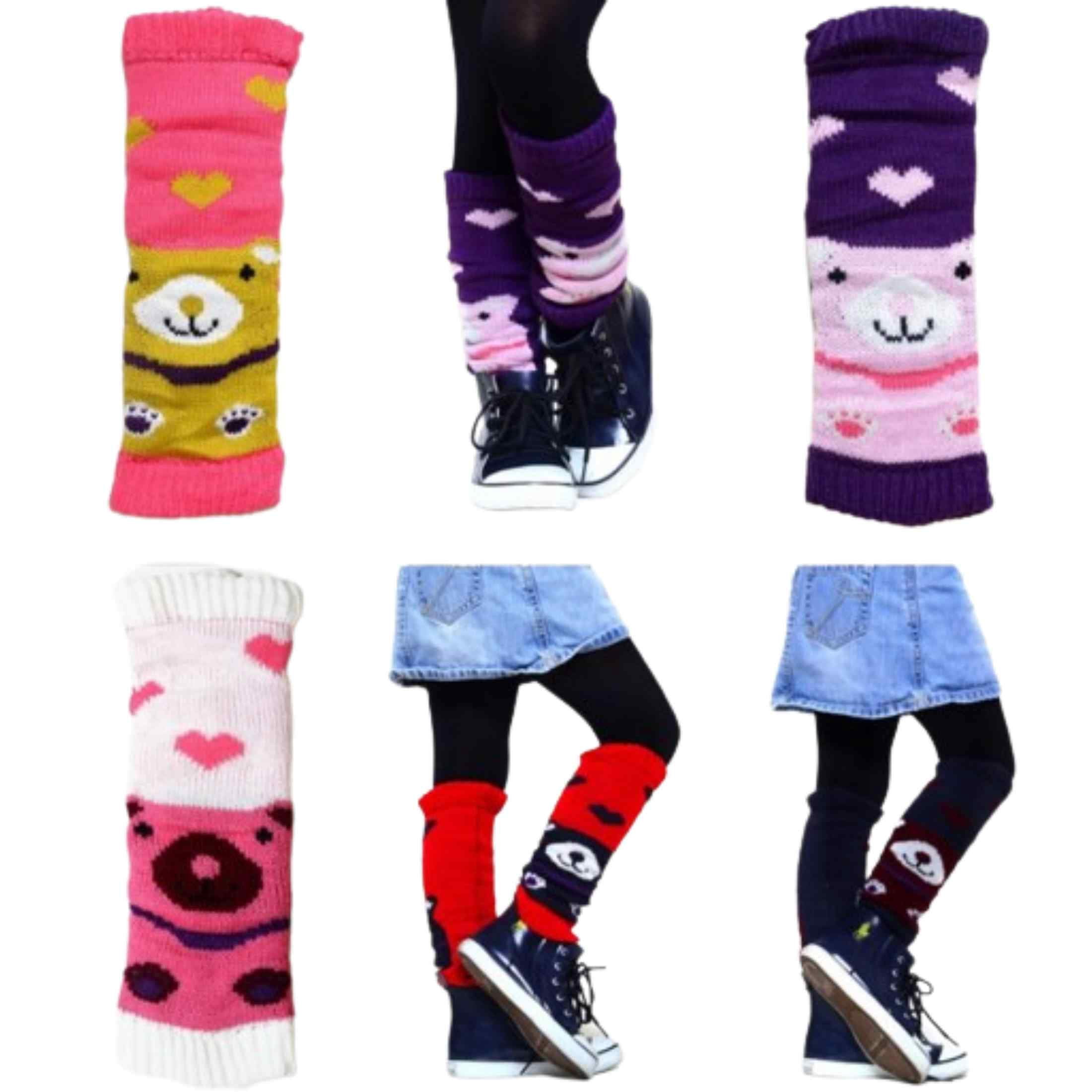 Kid's Knit Leg Warmer Set, Happy Bear/6 Assorted Colors, One Size, 6 ...