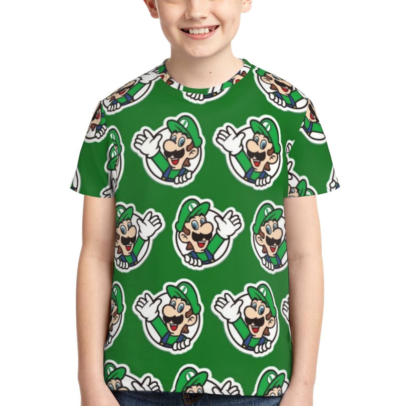 Kid's Luigi fondo Short Sleeve T-Shirt for Kids Boys Teens 6-16 Years ...