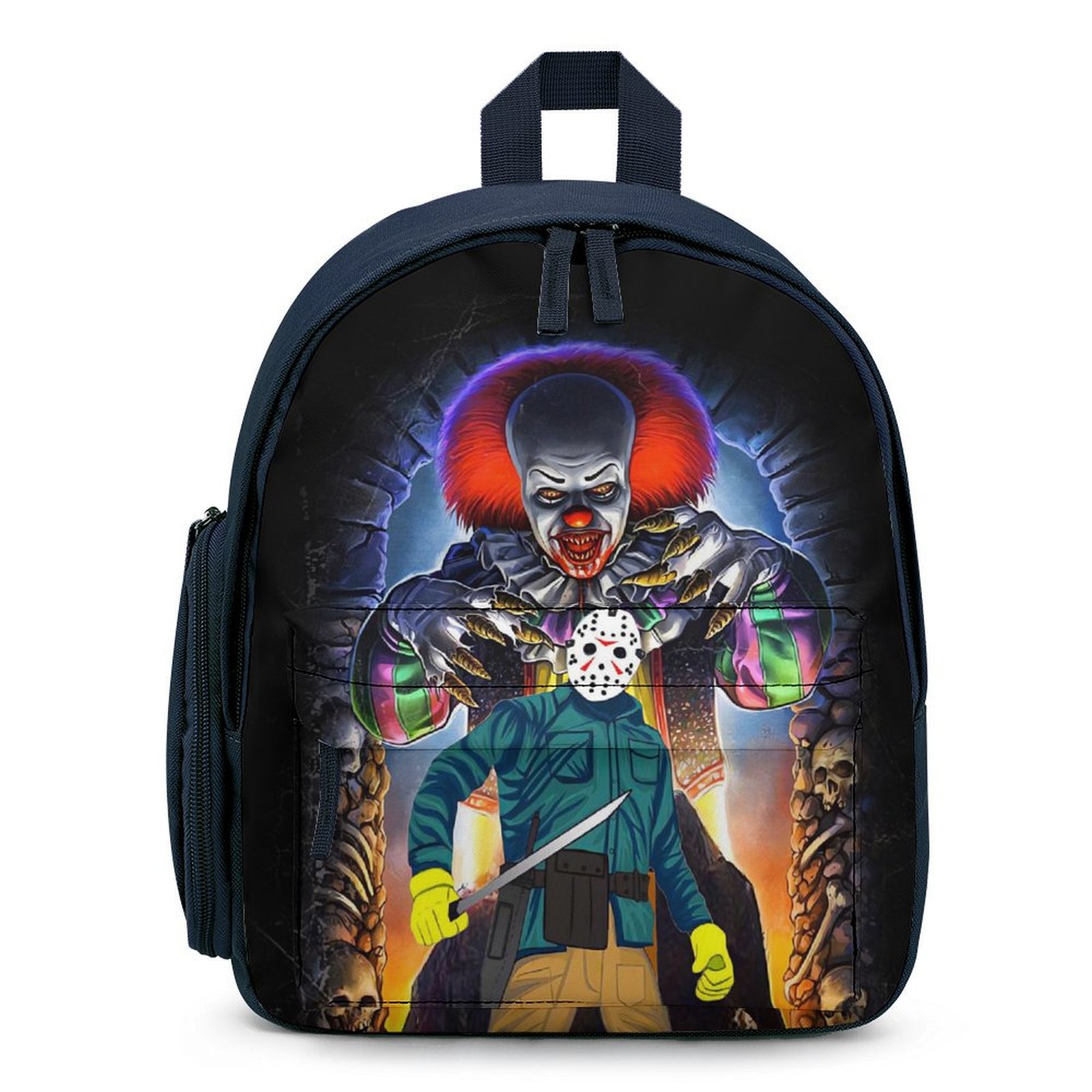 Small Backpack 12 inch Horror Movie Friday The 13th Backpack with Front ...