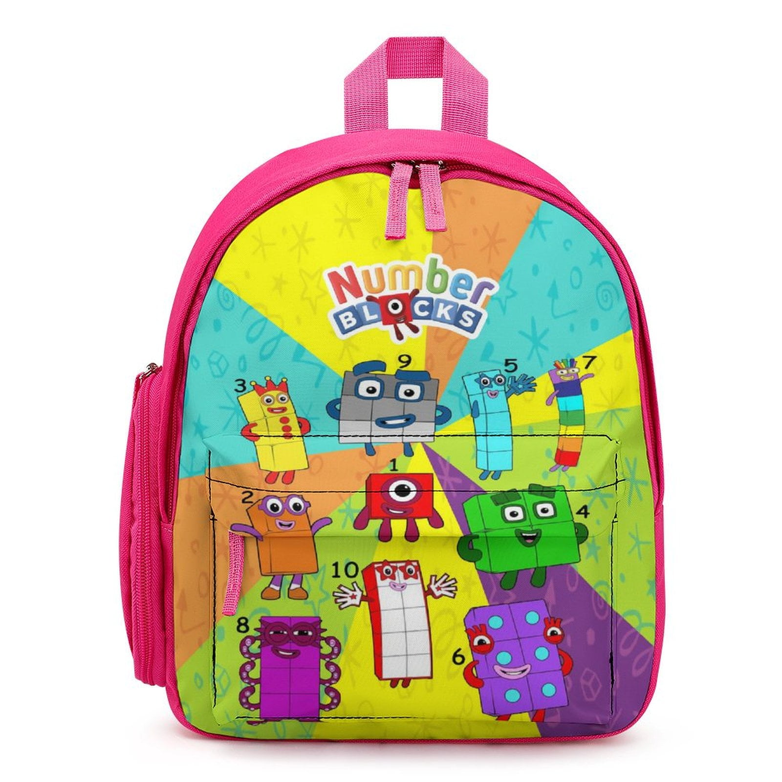 Small Backpack 12 inch Number Block Backpack with Front Pocket Durable ...