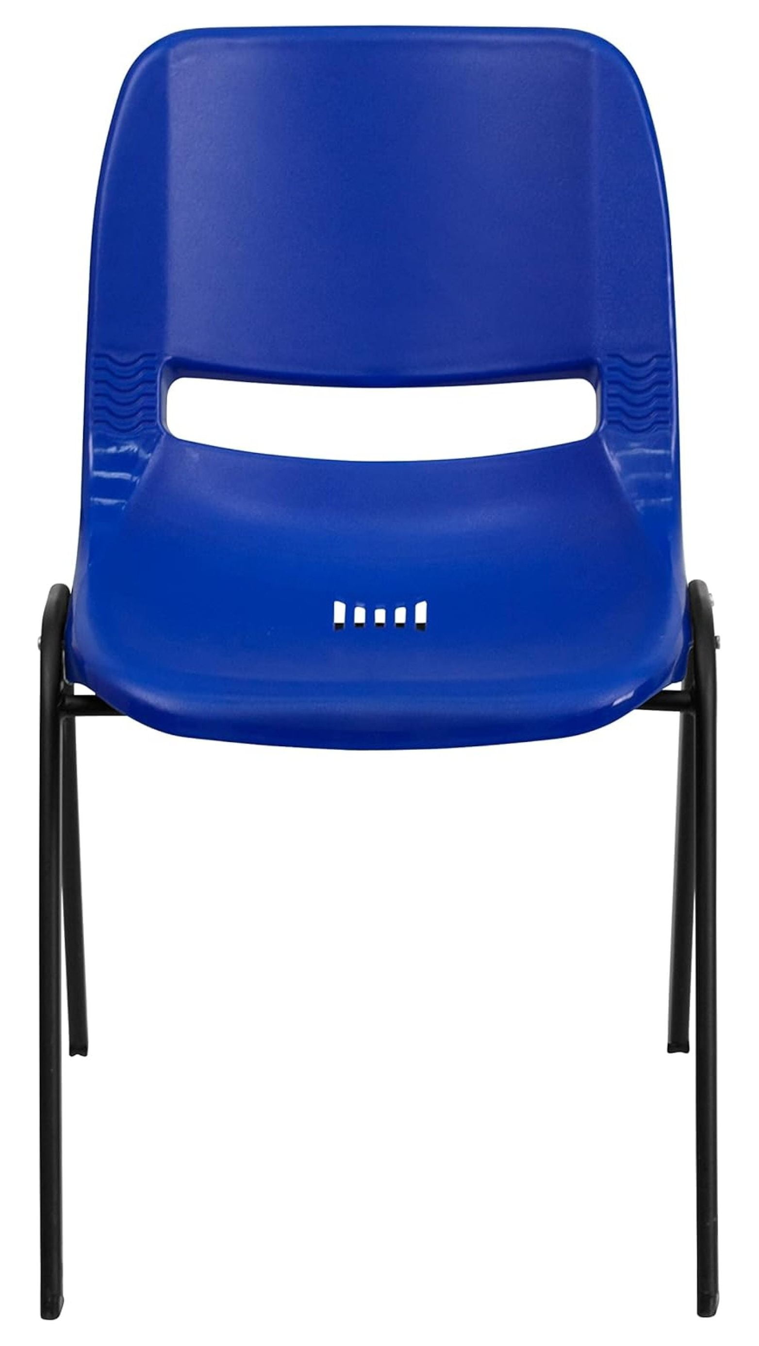 Kid's Navy Ergonomic Shell Stack Chair - Black Frame and 12" H Seat ...