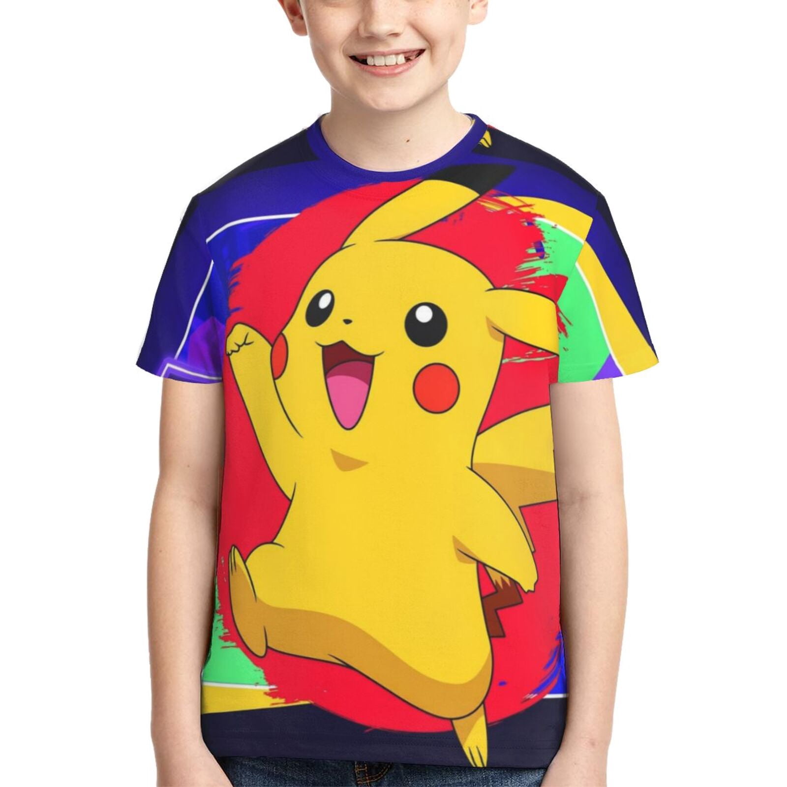 Kid's Pokemon - Neon Lights Pikachu Crewmate Short Sleeve T-Shirt for ...