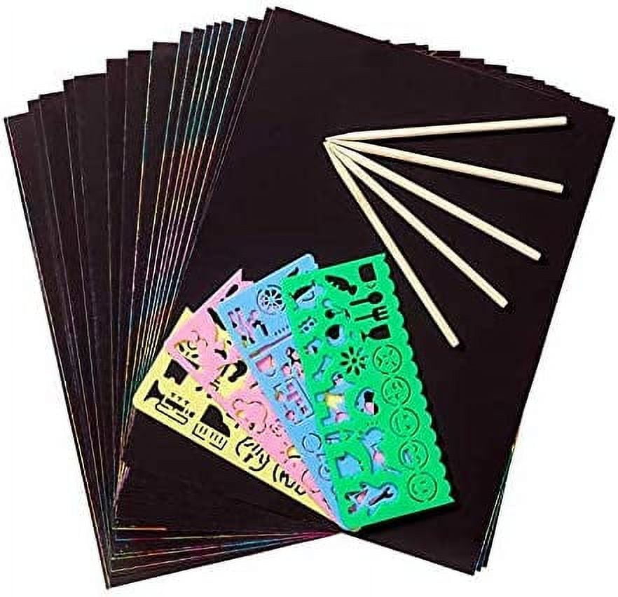 Kid's Rainbow Scratch Paper Kits - 50 Sheets Rainbow Magic Scratch ...