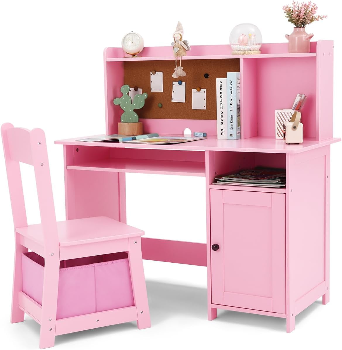 Kid's Study Desk and Chair Set for Boys & Girls – Wooden Ergonomic ...