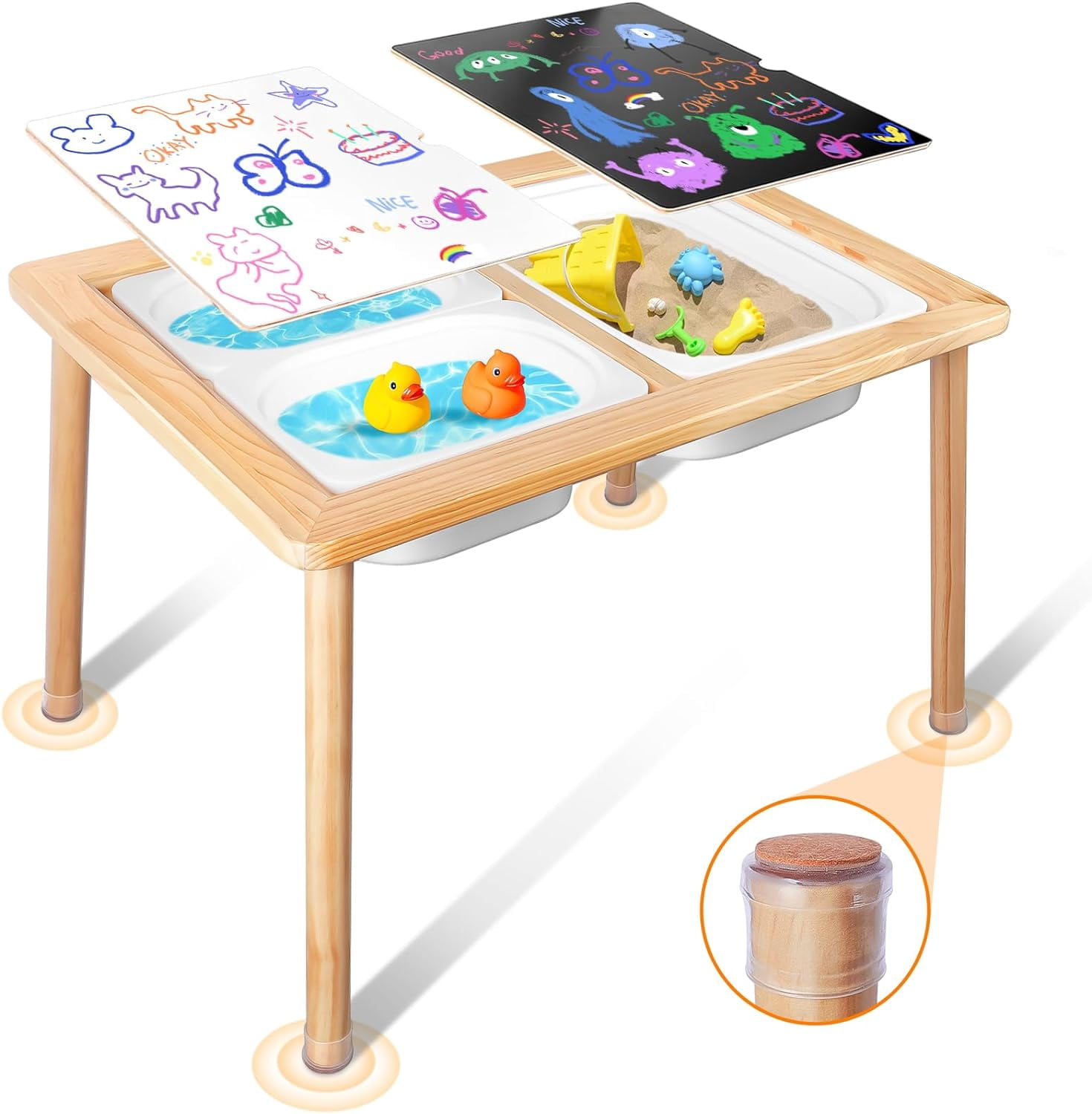 Kid's Table, Toddler Sensory Table, Play Sand & Water Table with 3 Toy ...