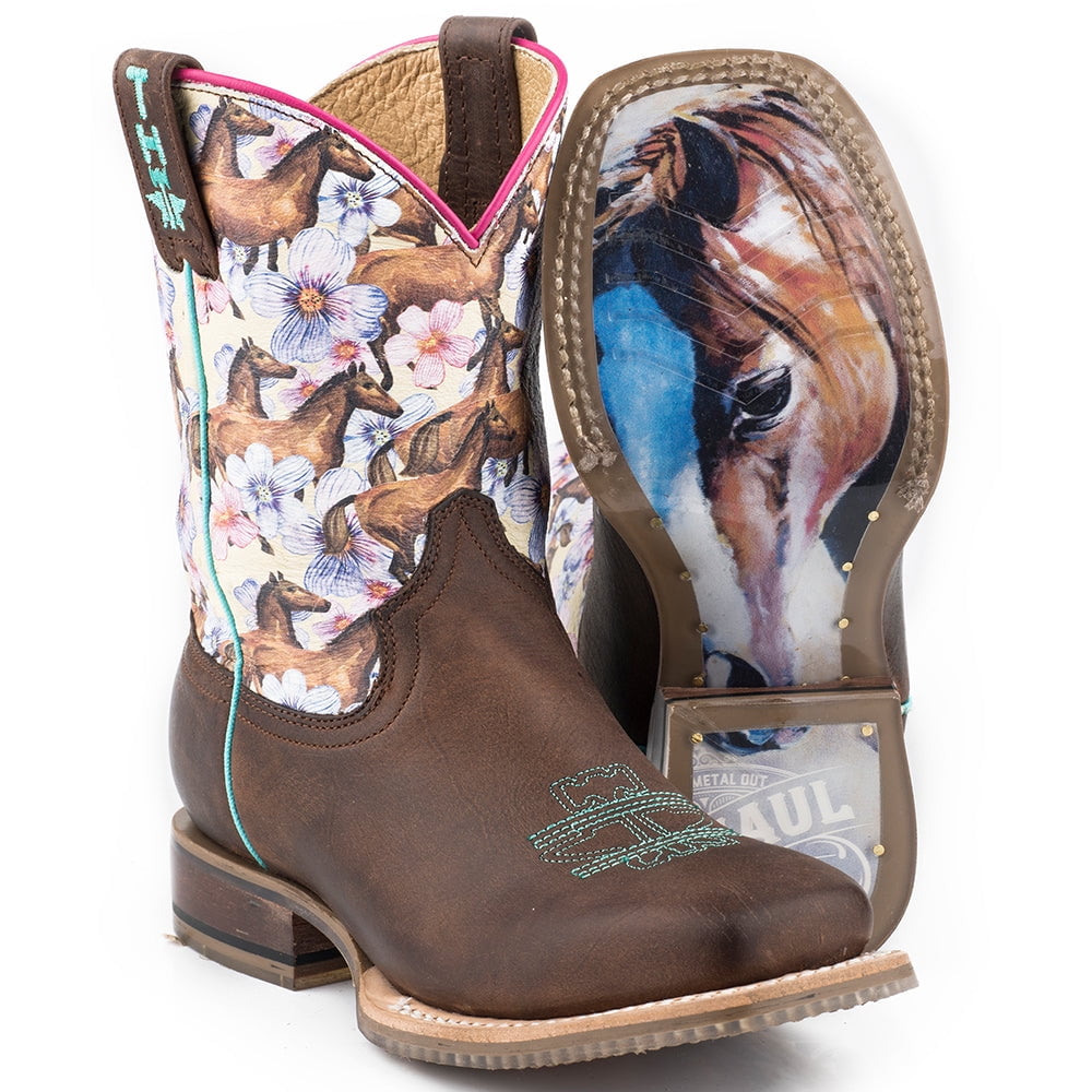 Kid's Tin Haul Chestnut And Daisy Boots Handcrafted - Walmart.com