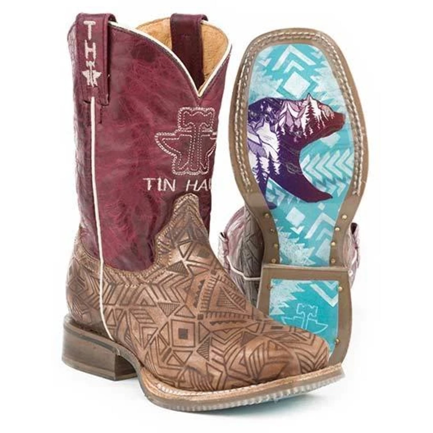 Kid?s Tin Haul Free Spirit Boots With Native Bear Sole Handcrafted ...