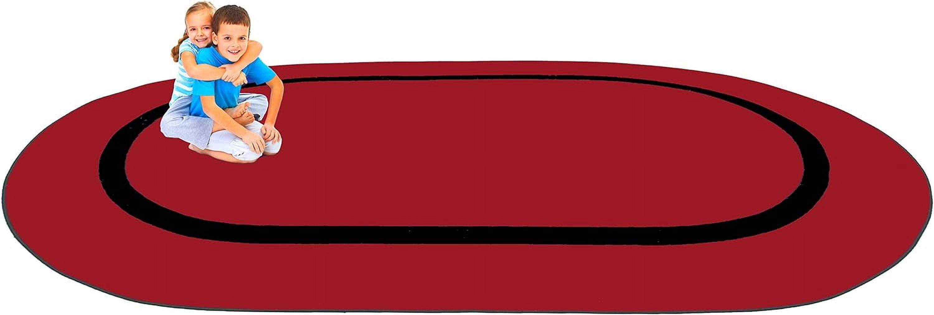 KidCarpet Montessori Classroom Rug 4' X 6' Oval, Red/Black Children ...