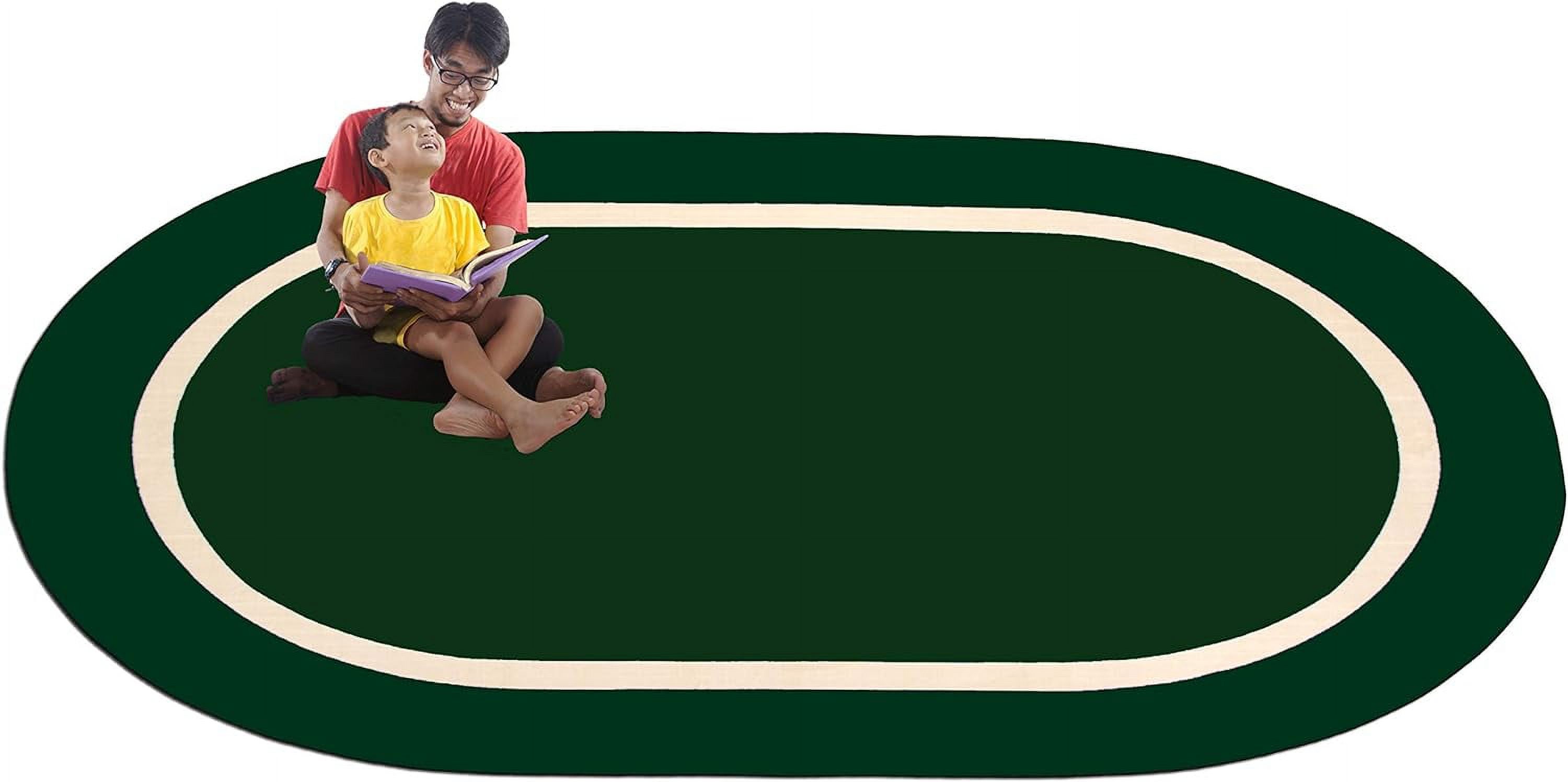 KidCarpet Montessori Classroom Rug 6' x 8'6" Oval, Green/Crème Children ...