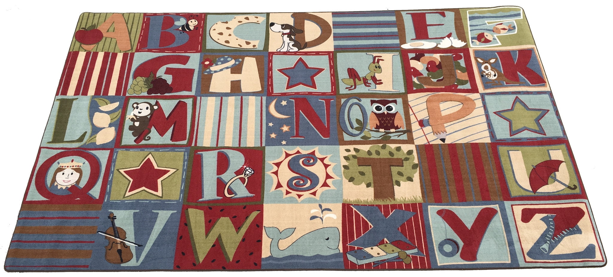 KidCarpet.com Alphabet Seating Rug Earth Tone, 4' x 6' Rectangle ABC ...