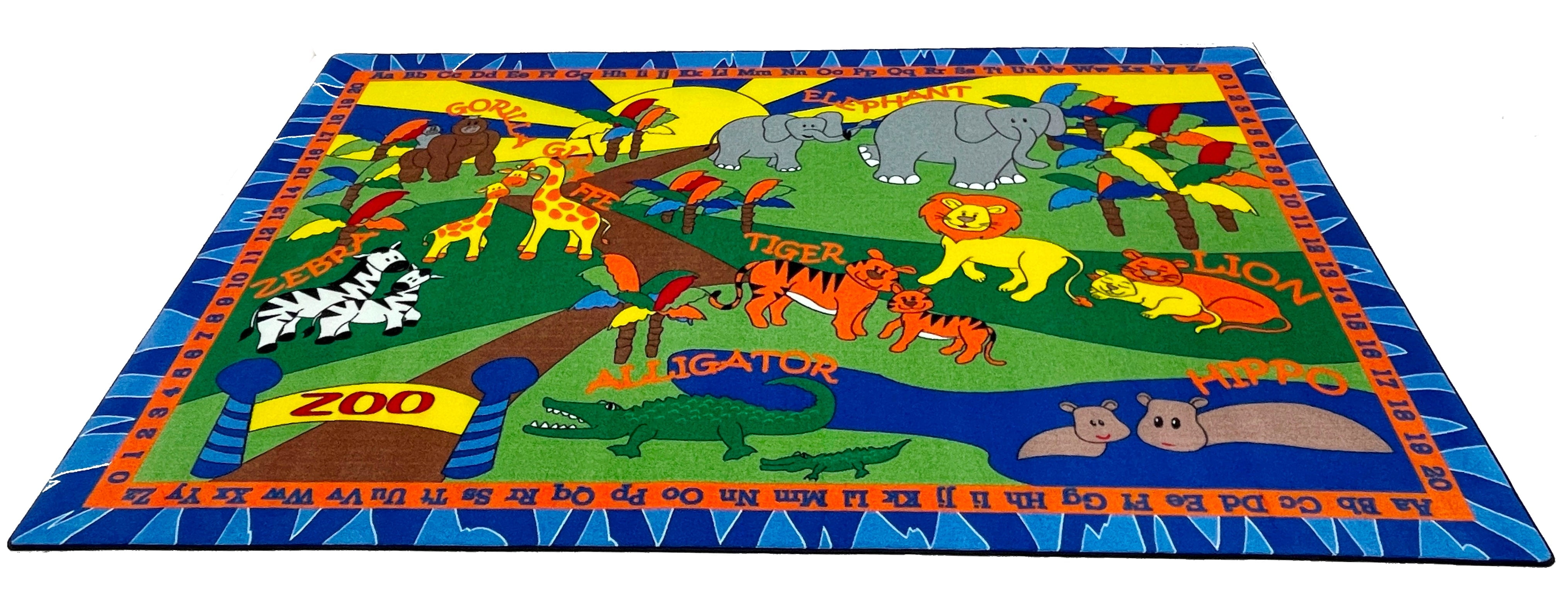 KidCarpet.com Animals at The Zoo Nylon Area Rug, 4' x 6' Multicolored ...