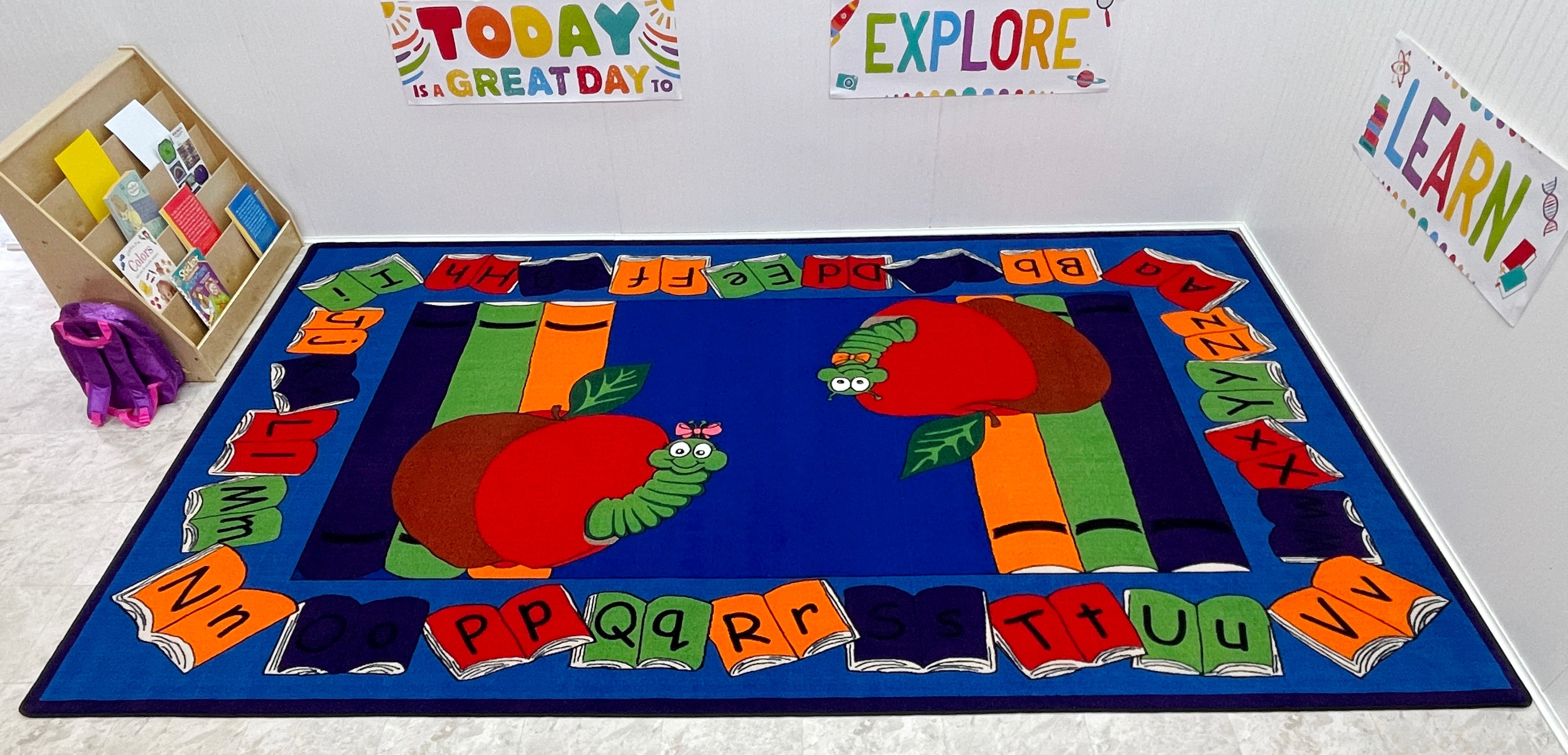 KidCarpet.com Let's Book It Reading Rug, 7'6" x 12', Multicolored Abc's ...