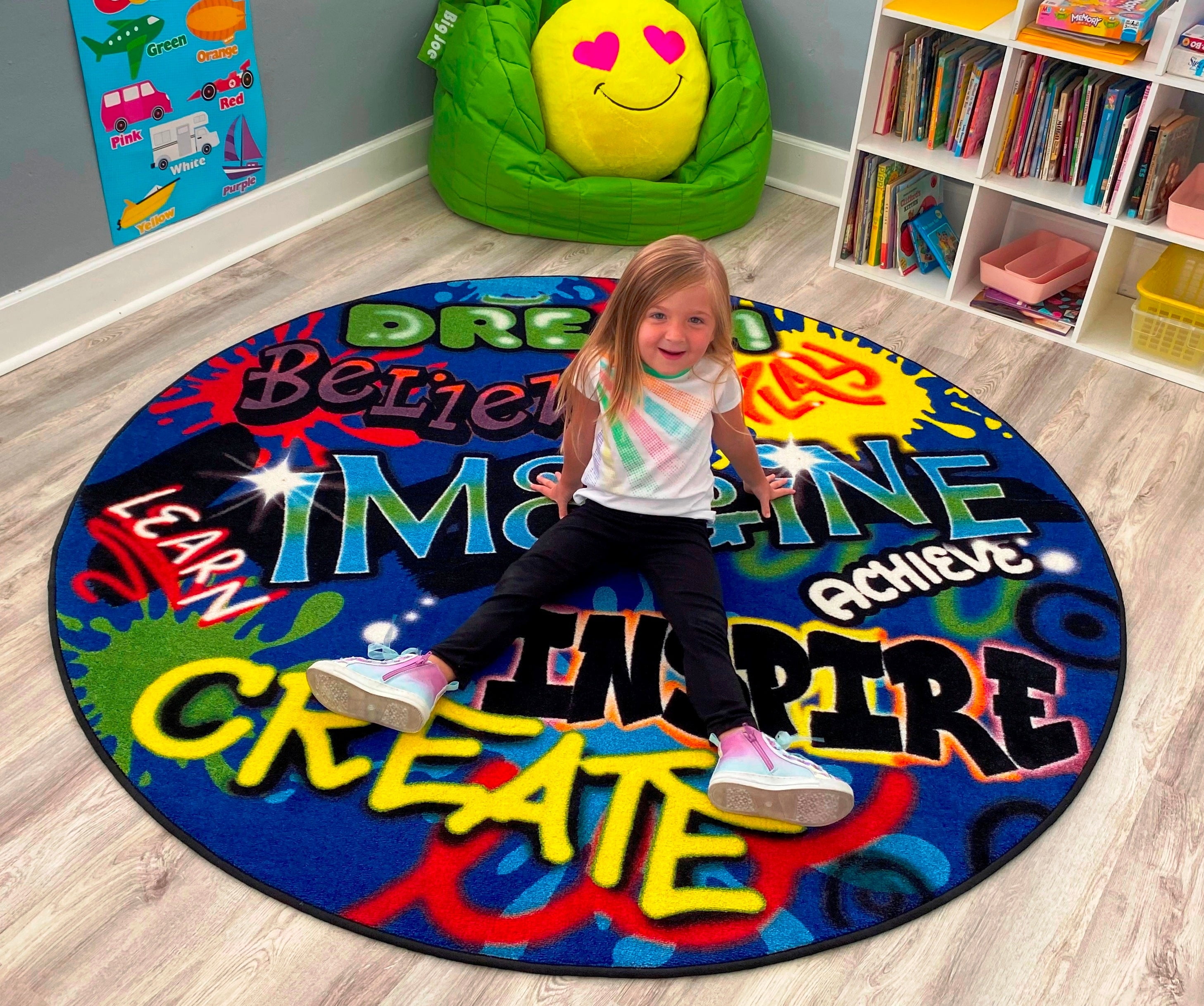 KidCarpet.com Inspiration Graffiti Classroom Rug, 7'6" x 12' Rectangle ...