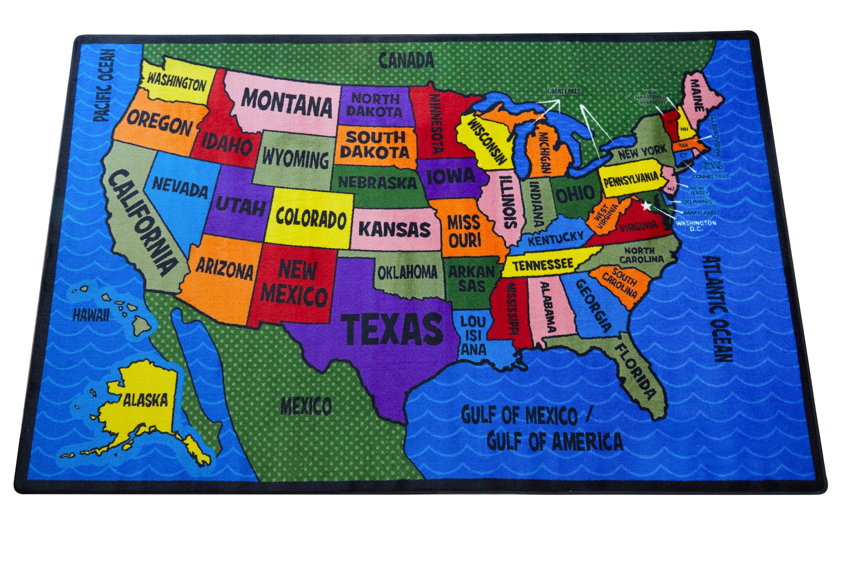 KidCarpet.com Map of The USA Classroom Rug 6' x 8'6" Rectangle ...