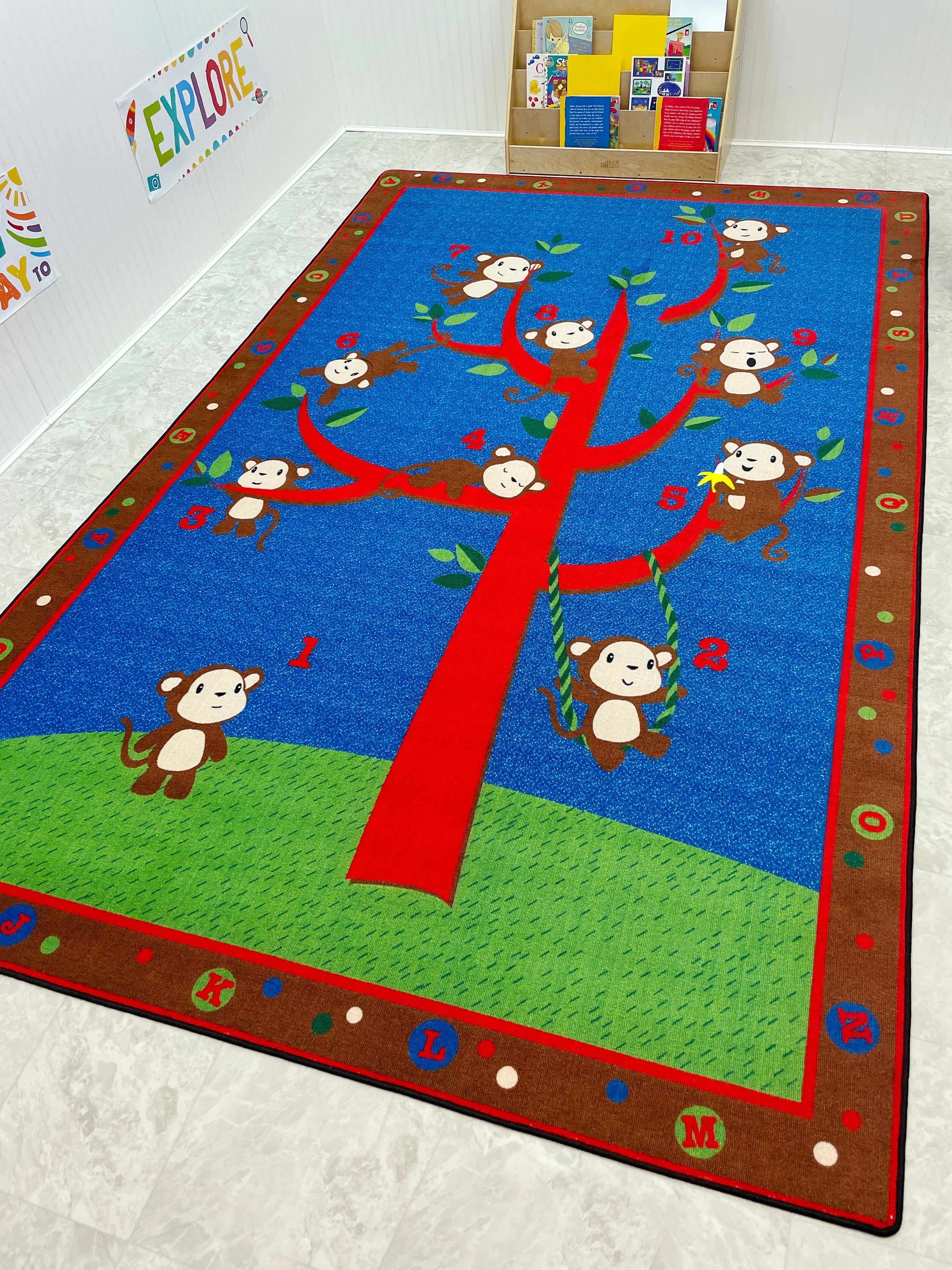 KidCarpet.com Ten Little Monkeys Classroom Rug 6' x 8'6" Multicolored ...