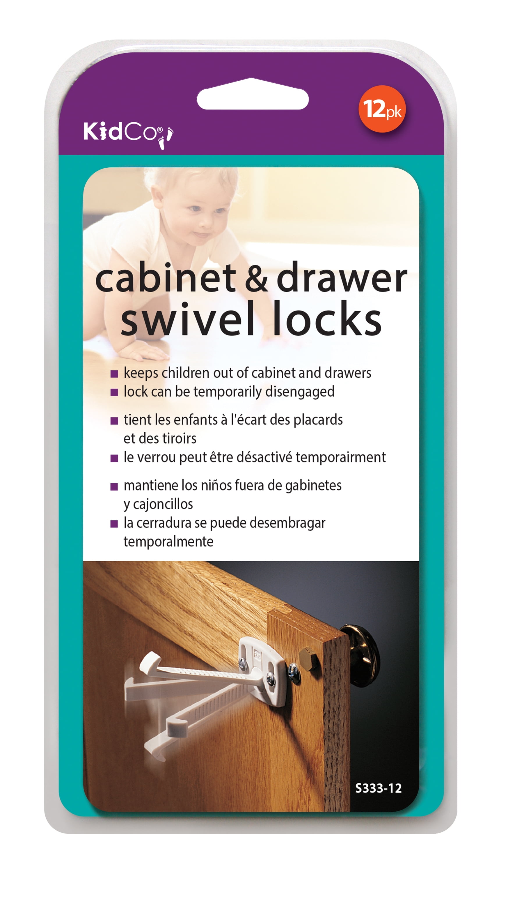 KidCo 12 Count Swivel Cabinet and Drawer Lock, Cabinet Locks Baby ...