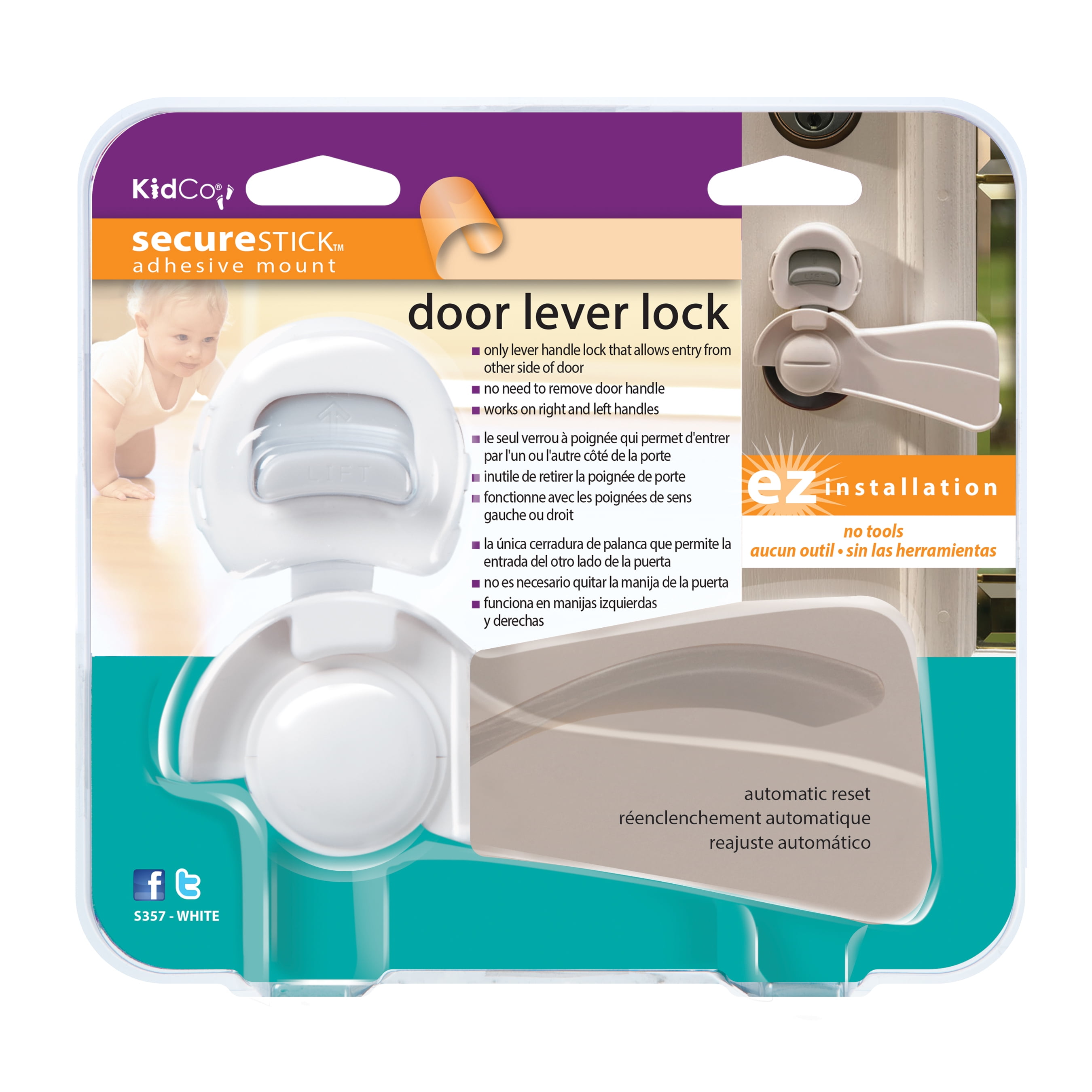 KidCo Child Safety Door Lever Lock, White, Plastic - Walmart.com