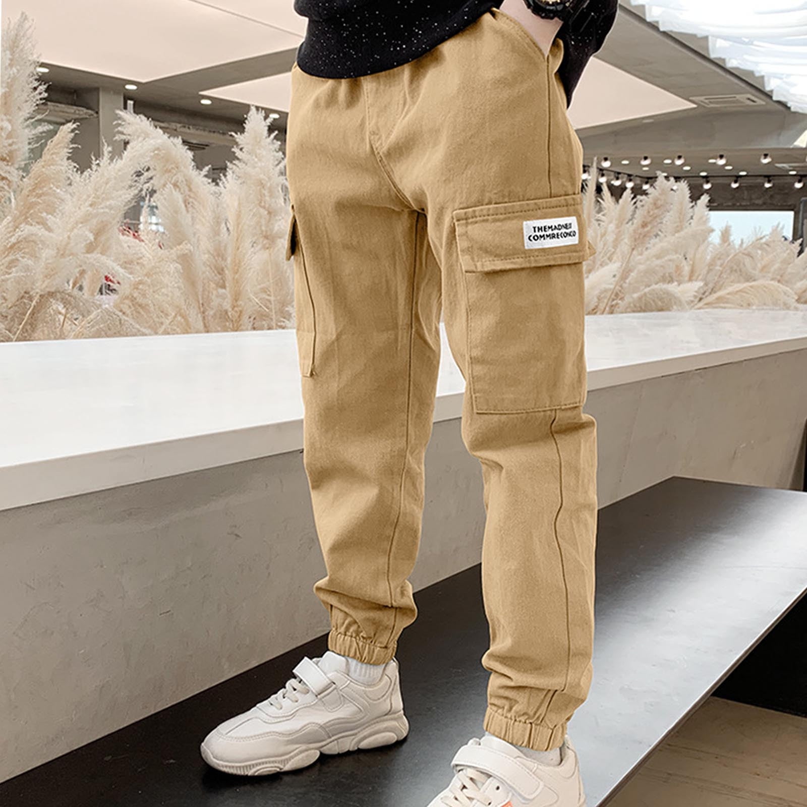 KidGT Boys' Tech Fleece Open Bottom Sweatpants with Pockets Cargo Pants ...
