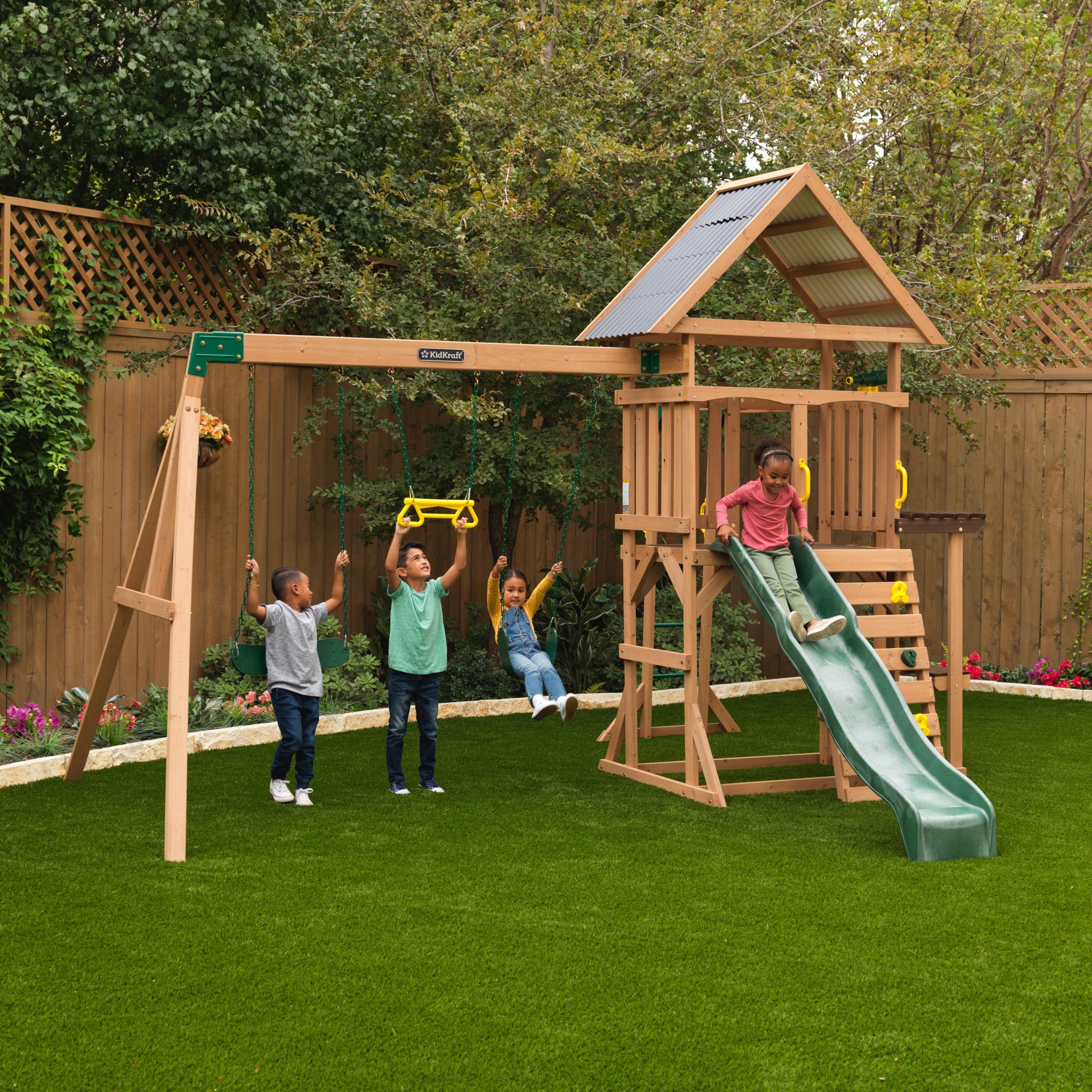 Backyard Discovery Aurora Wooden Cedar Swing Set - Walmart.com