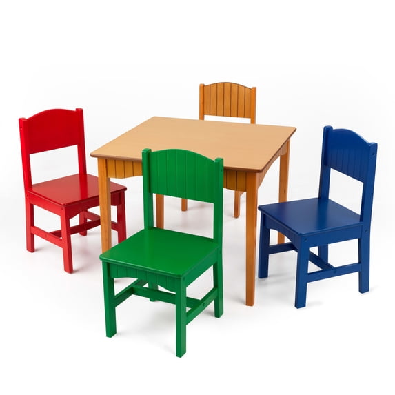KidKraft Nantucket Wooden Table & 4 Chair Set, Primary Colors - Walmart.com