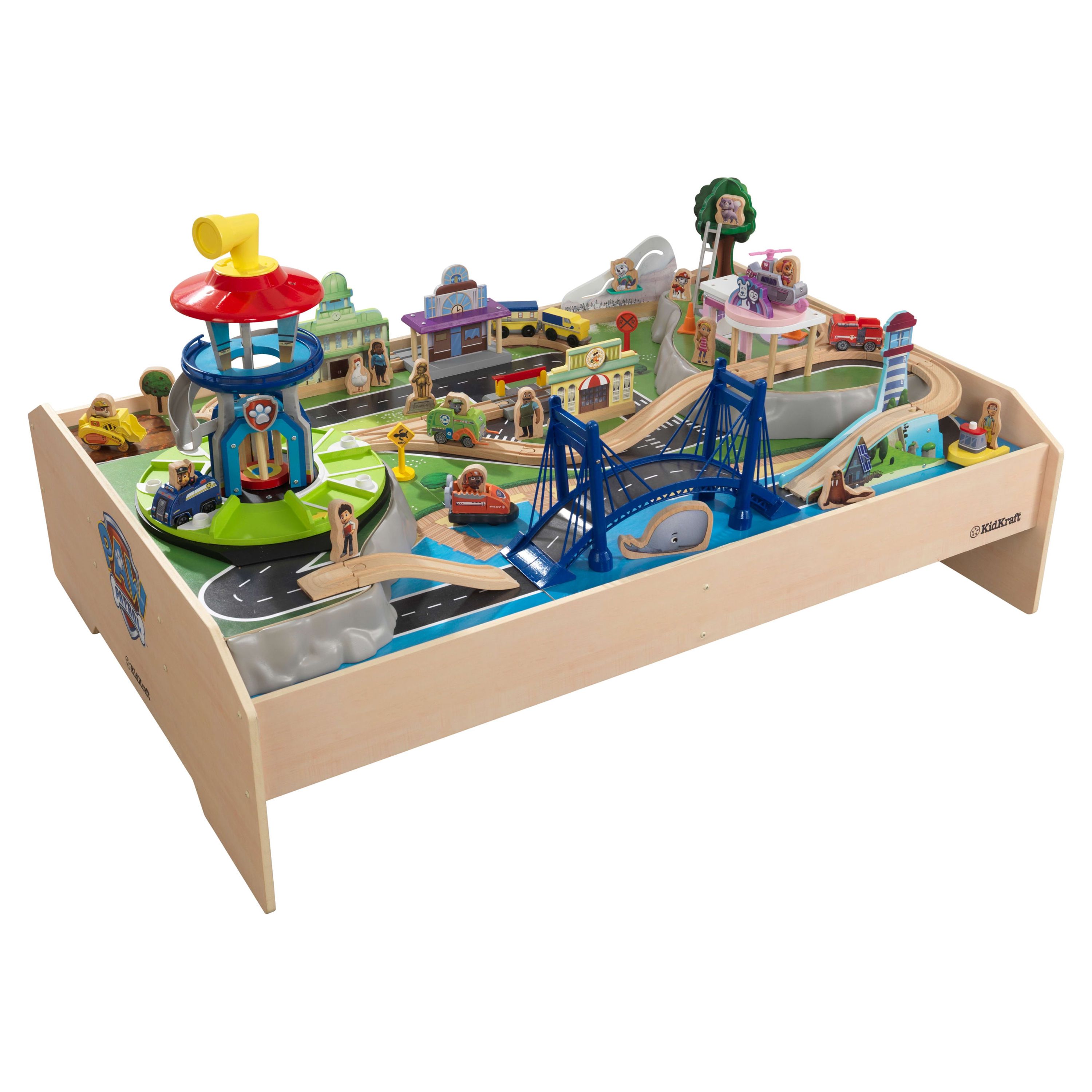 KidKraft Waterfall Mountain Wooden Train Set & Table with 120 Pieces ...