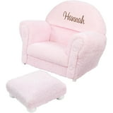 KidKraft - Personalized Pink Chenille Rocker and Ottoman, Brown Script ...
