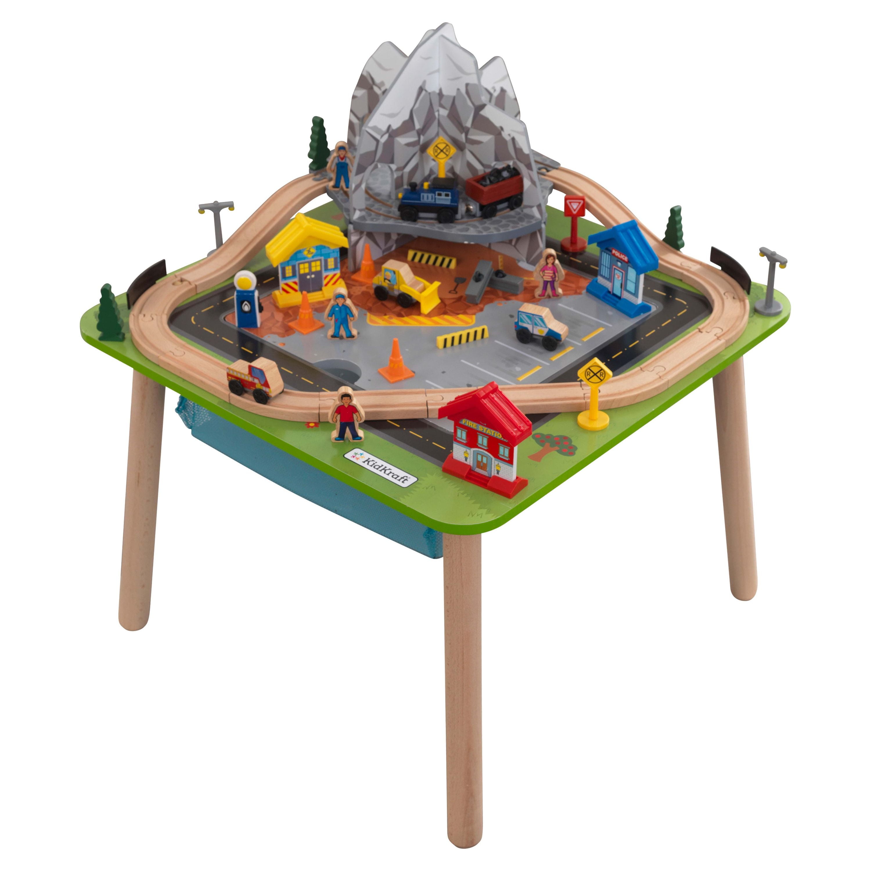 KidKraft Rocky Mountain Wooden Train Set and Train Table with 50 Wood ...