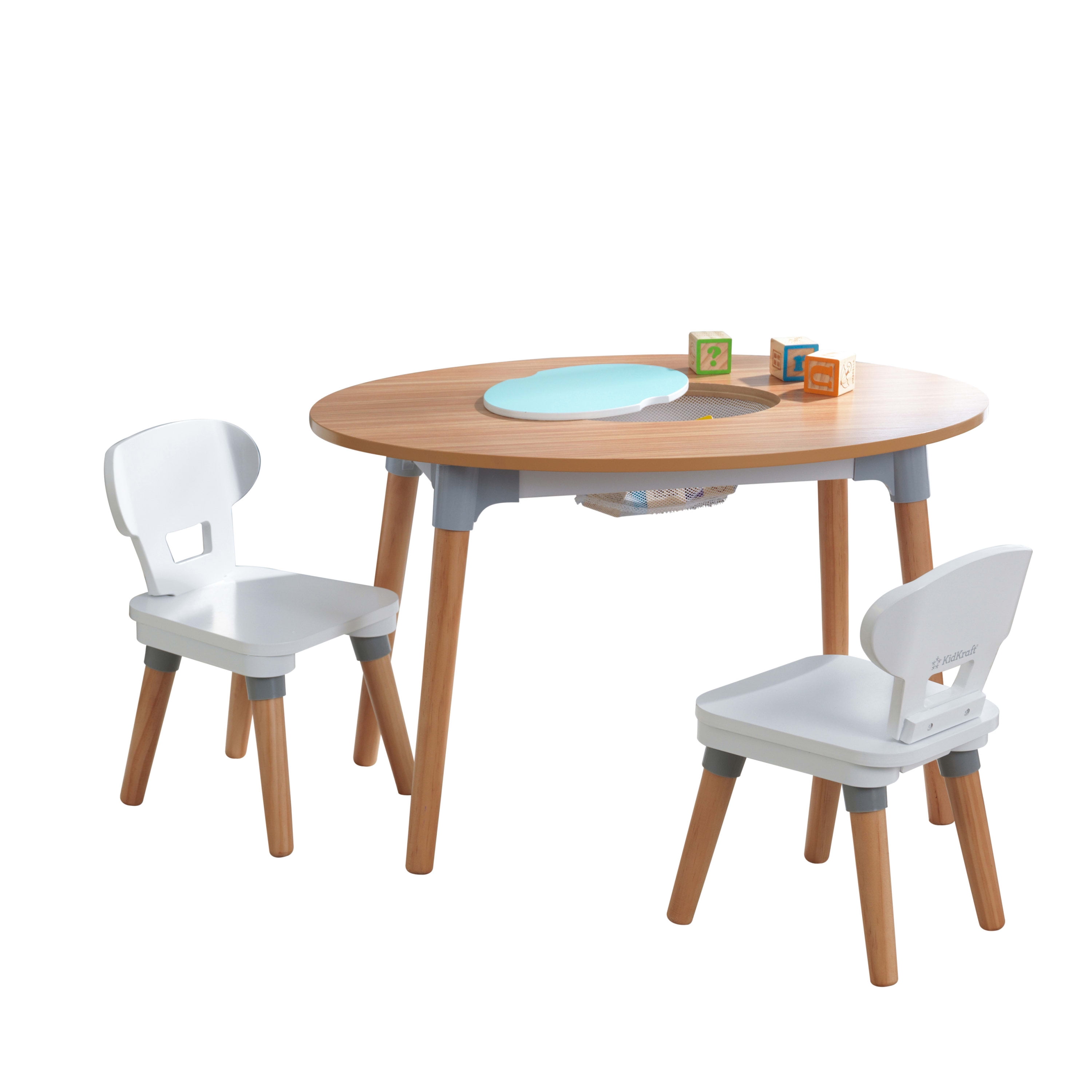 KidKraft Toddler Mid-Century Activity Table and 2 Chair Set, Gray ...