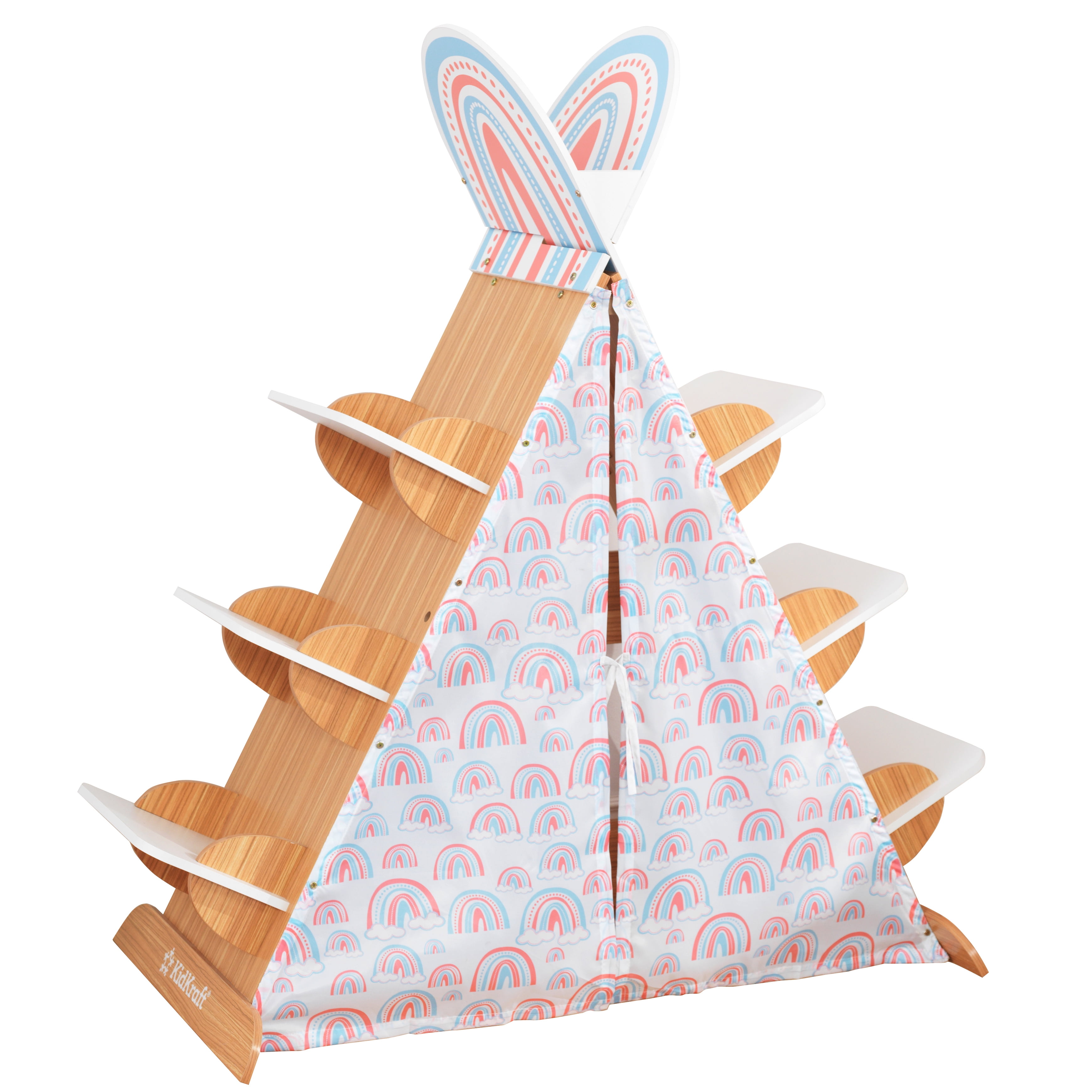 KidKraft Wooden Kids Playroom Furniture, Reading Bookshelf with Play ...