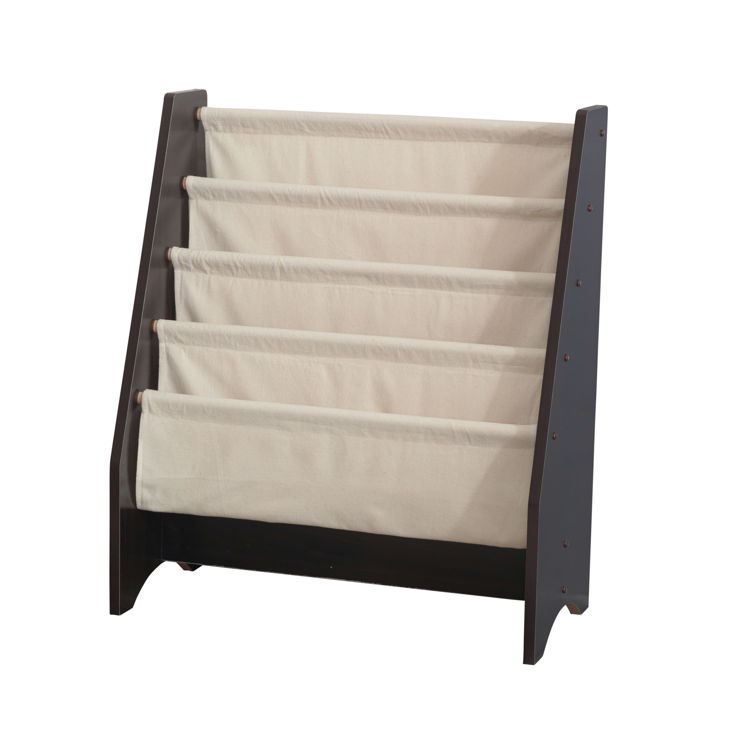 KidKraft Wood and Canvas Sling Bookshelf, Natural & Espresso - Walmart.com