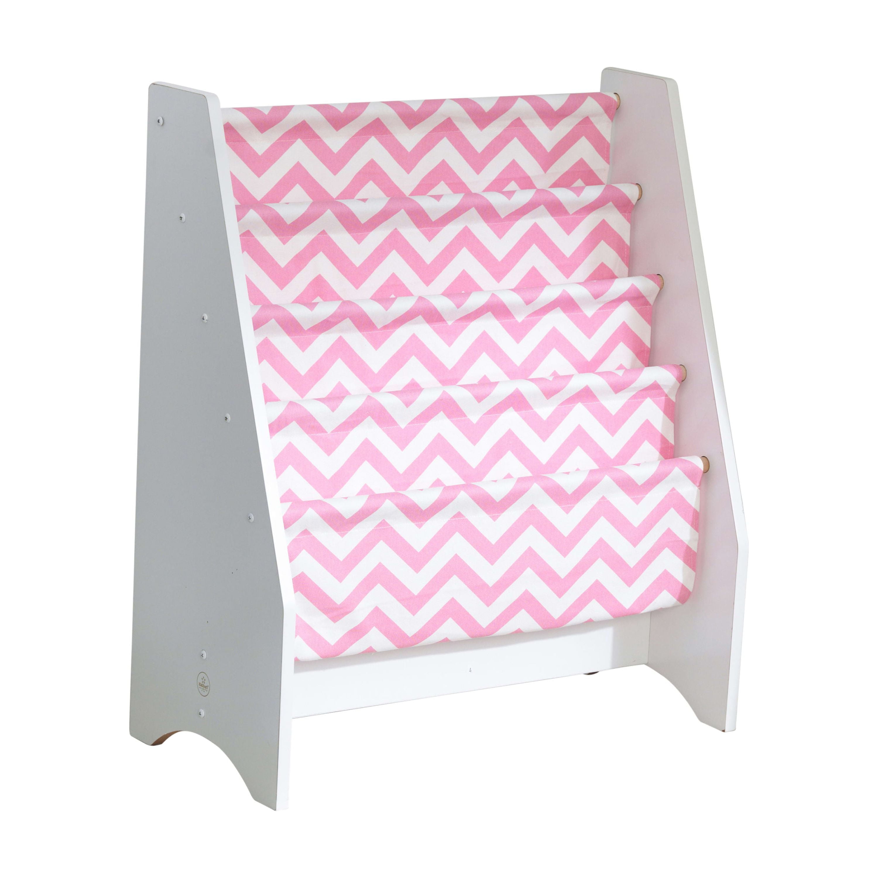 KidKraft Wood and Canvas Sling Bookshelf, Pink & White - Walmart.com