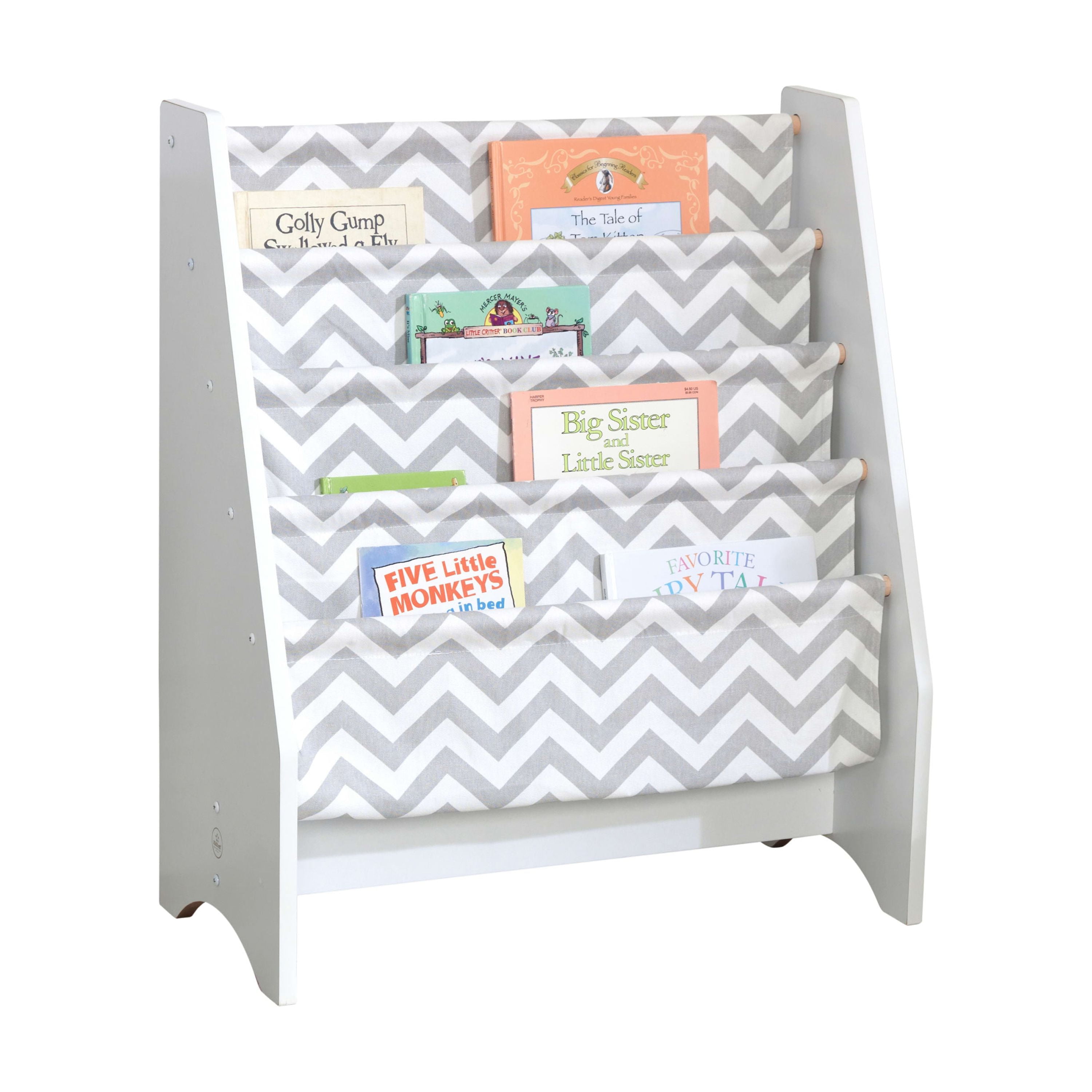 KidKraft Wood and Canvas Sling Bookshelf - White & Gray - Walmart.com