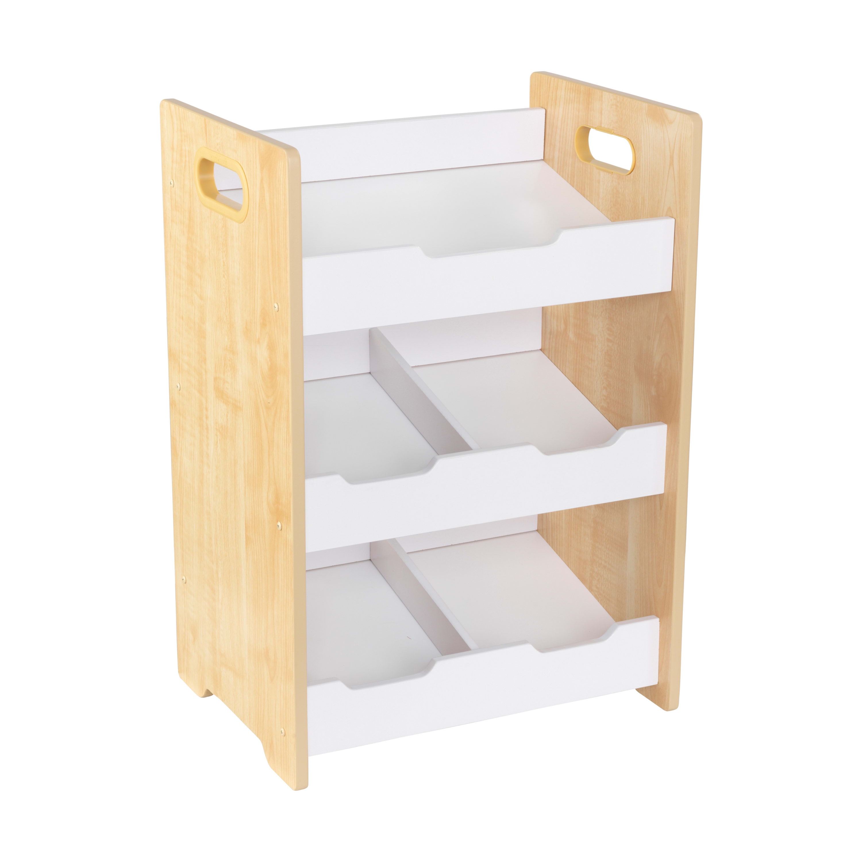 KidKraft Wooden Angled Bin Unit with Five Compartments, Natural & White ...