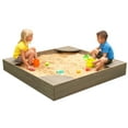 KidKraft Wooden Backyard Sandbox with Corner Seating and Mesh Cover ...