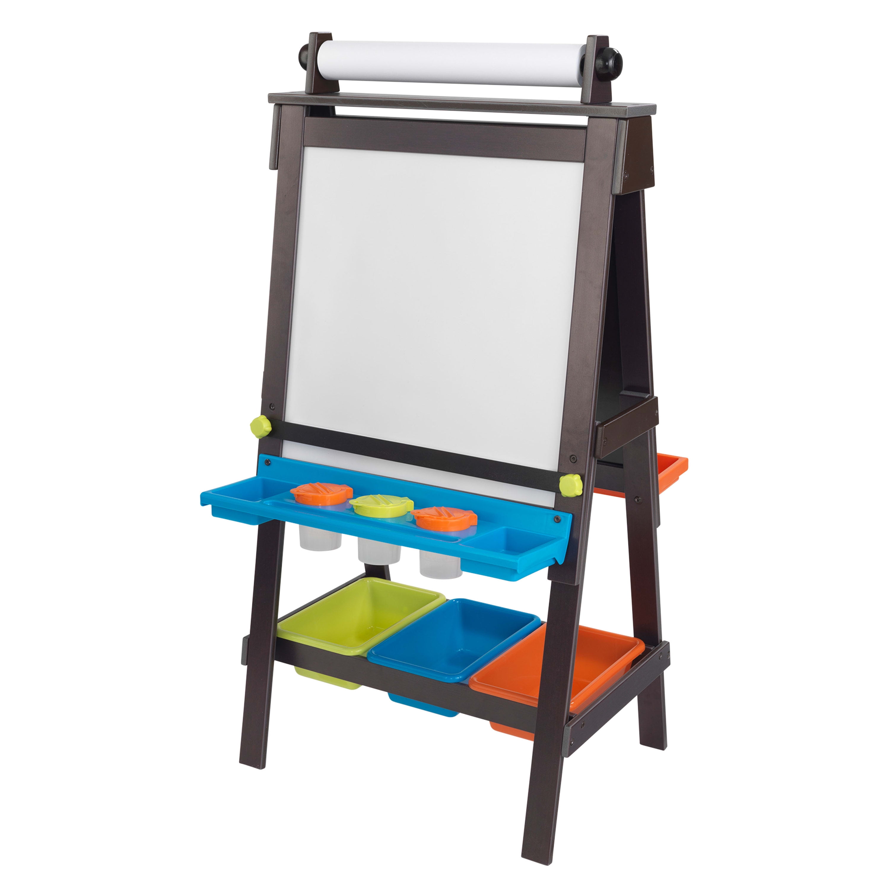 KidKraft Wooden Storage Easel with Dry Erase, Chalkboard Surfaces ...