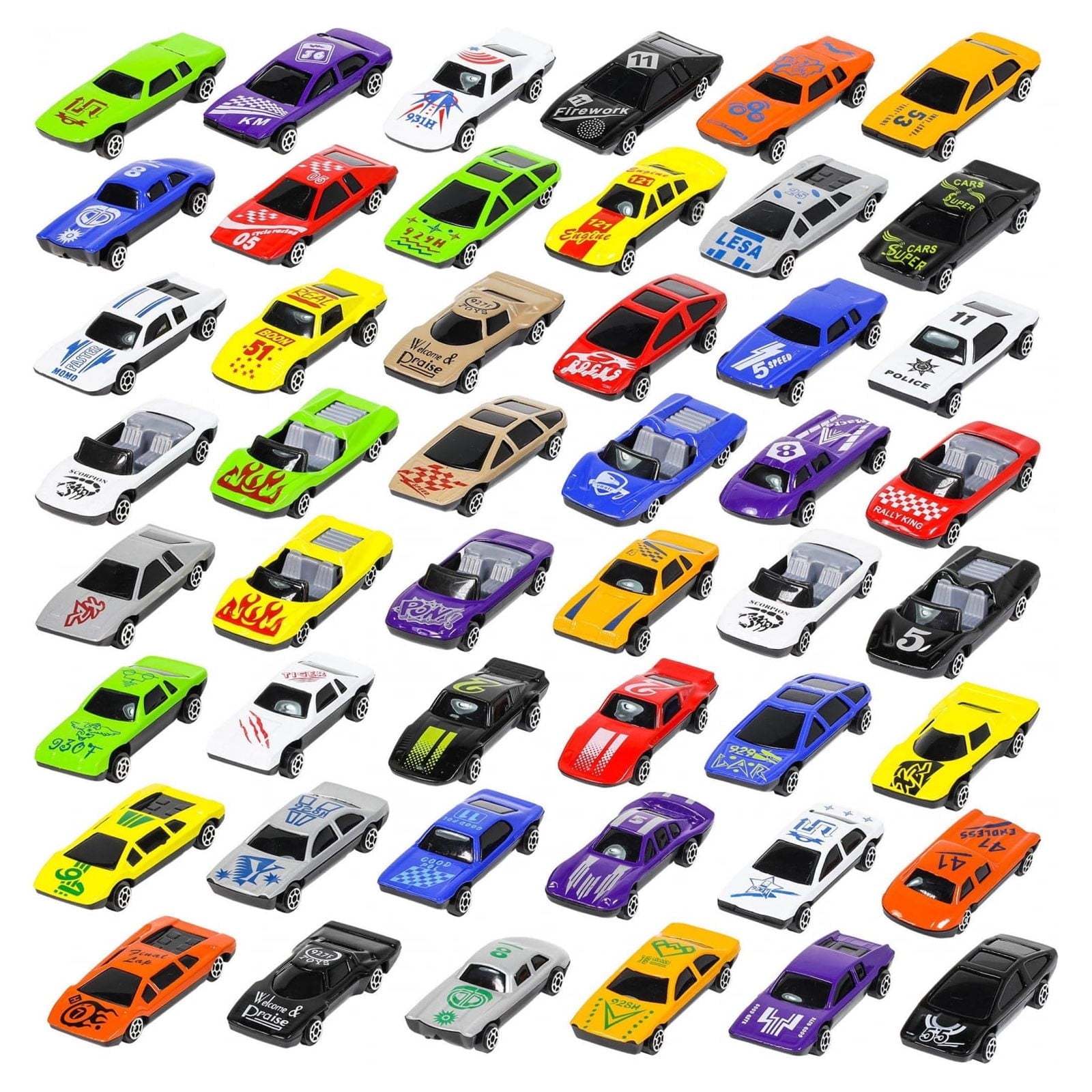 KidPlay Kids Die Cast Toy Race Car Set Assorted Colors 50pc - Walmart.com
