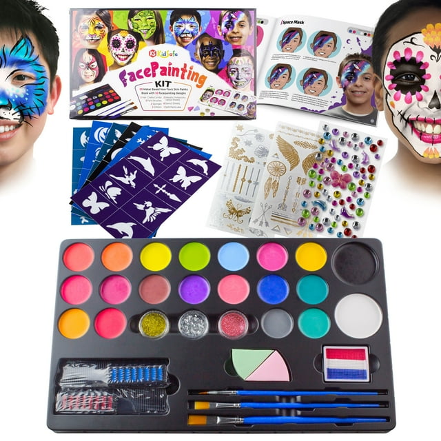 KidSafe 20-Color Face Painting Kit for Kids: Non-Toxic Water-Based ...